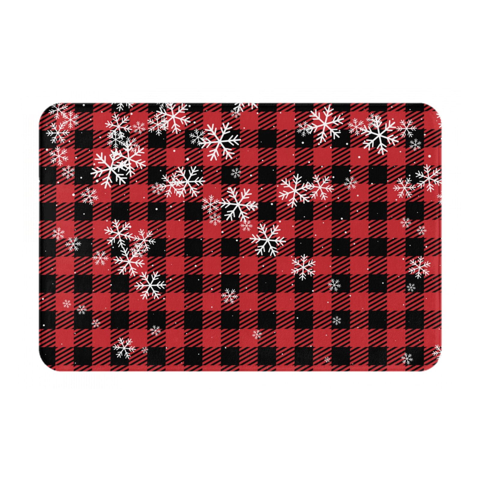 Rateoe Red Buffalo Plaid Pattern Flannel Door Mat Indoor Outdoor ...