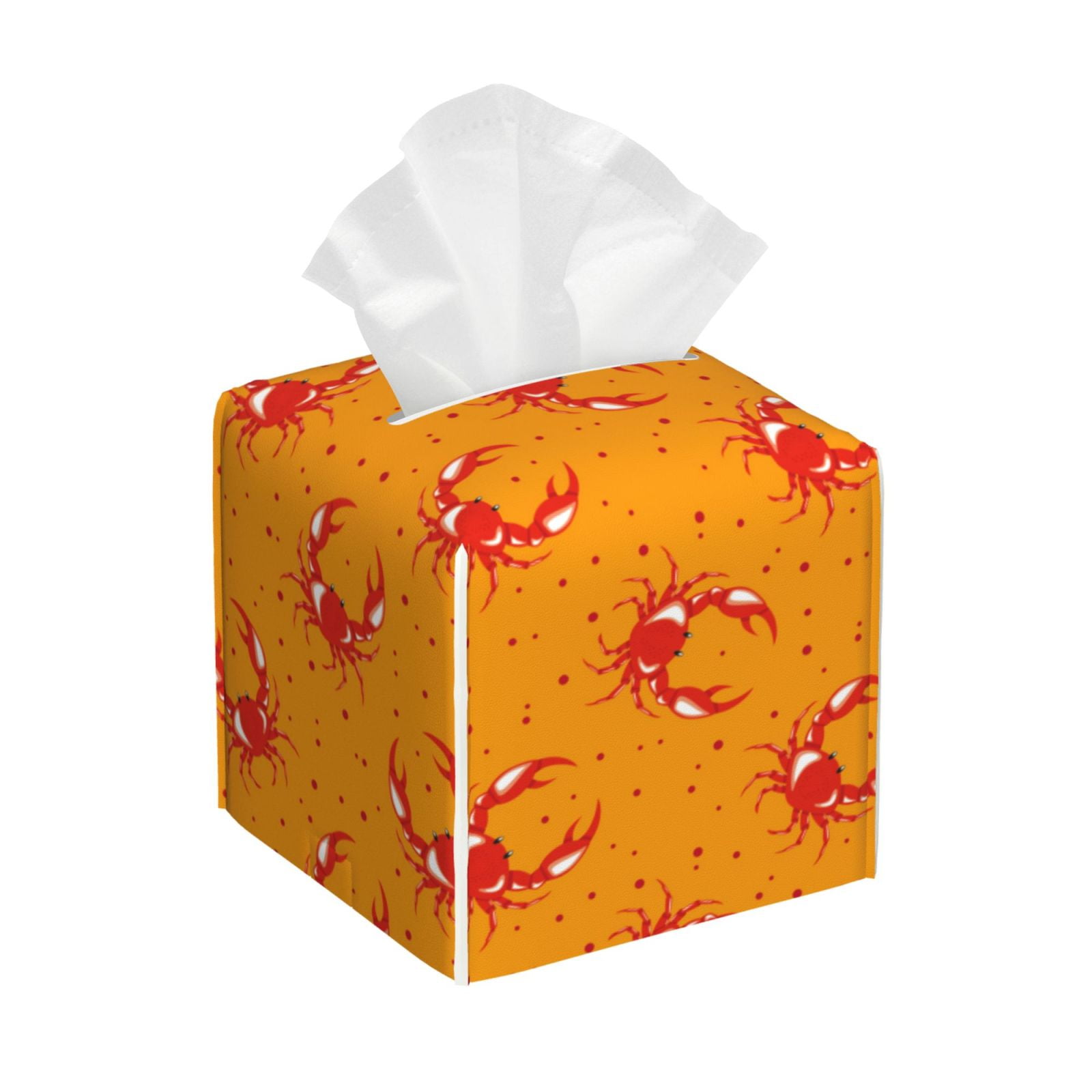 Rateoe Red Crab Pattern Tissue Box Cover, Modern Square Decorative ...