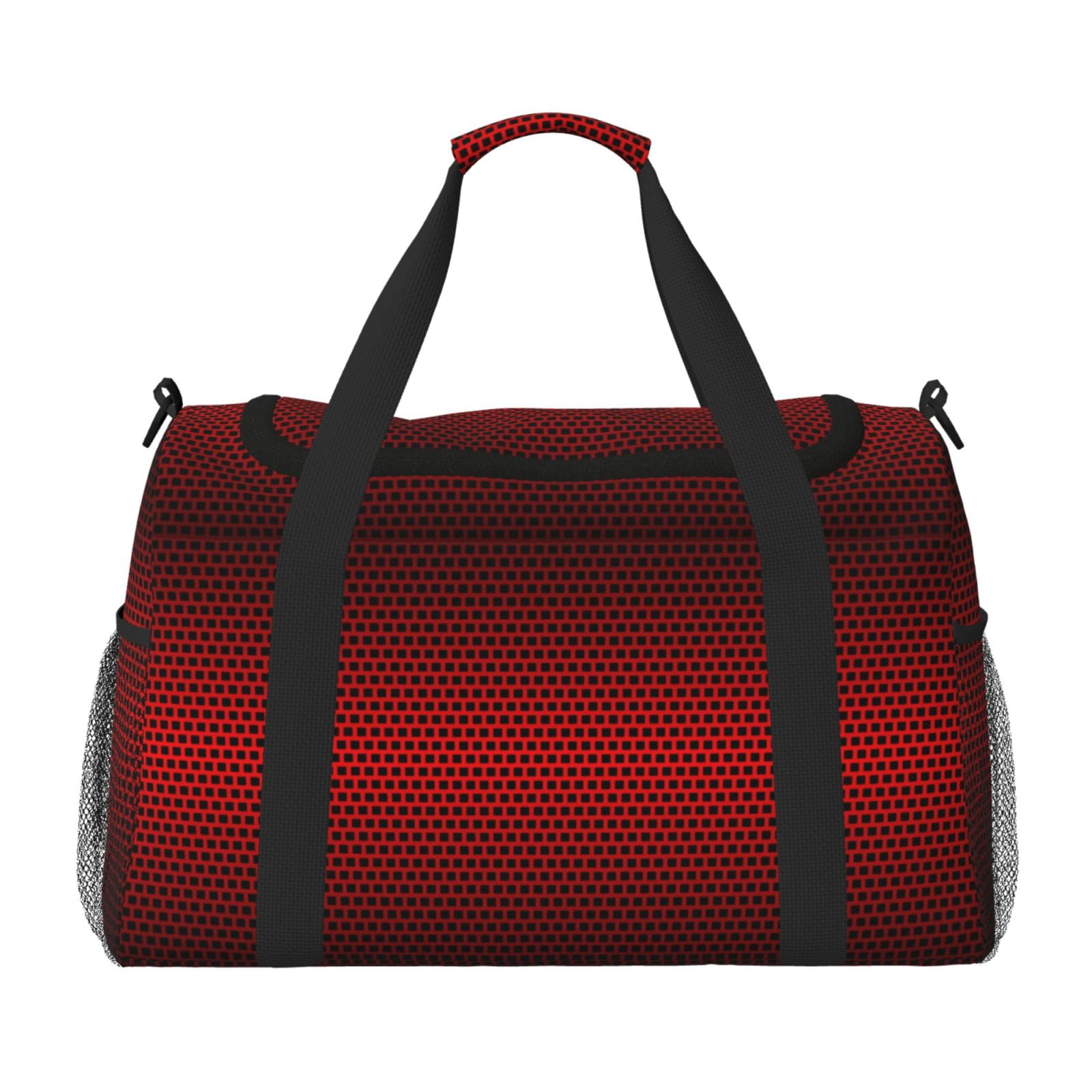 Rateoe Red Geometric Pattern Gym Bag for Women, Duffle Bag for Travel with Wet Pocket, Carry on ...