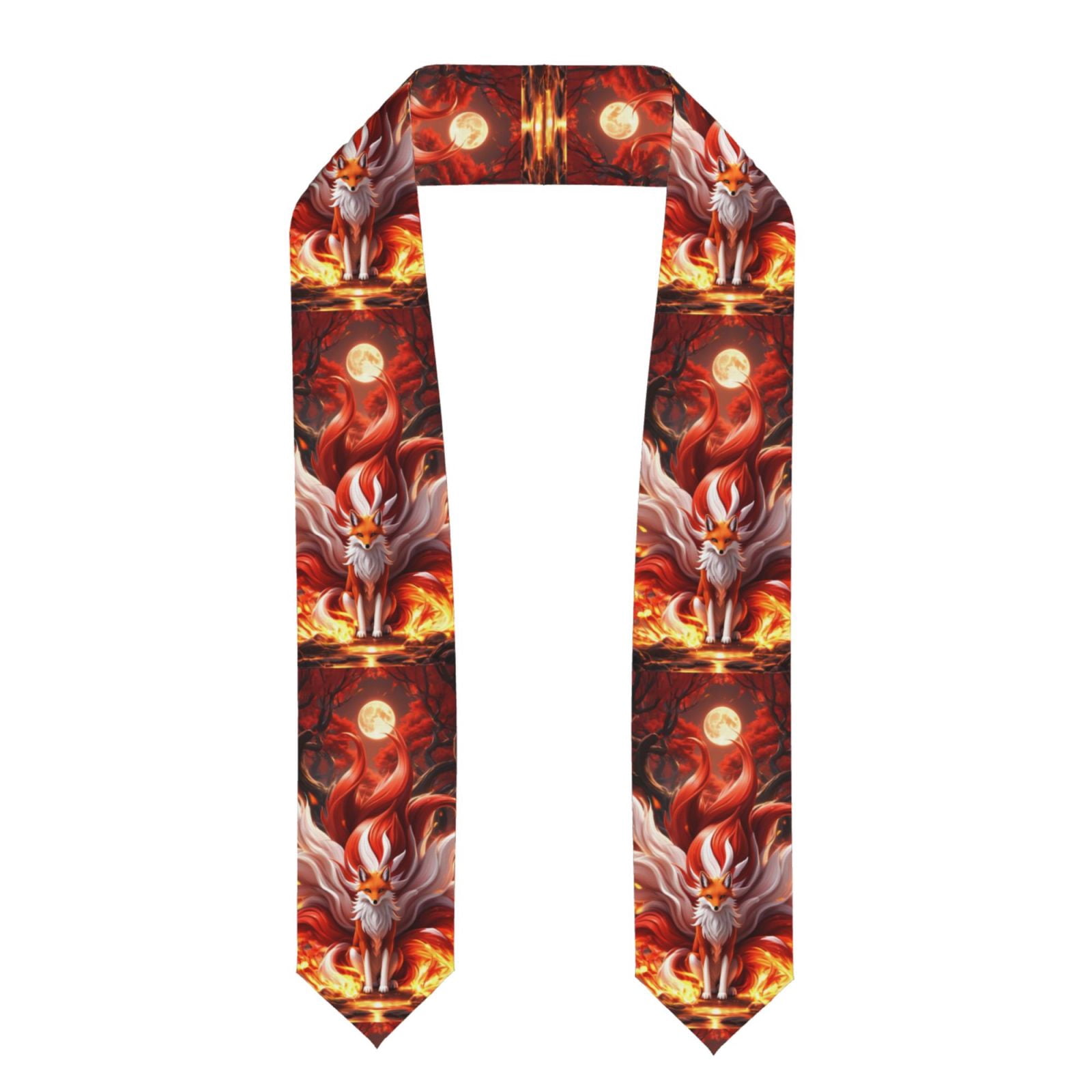 Rateoe Red Leaf Flame Fox Pattern Graduation Shawl Stole – Elegant ...