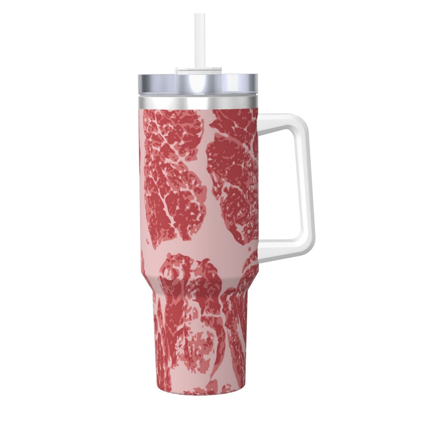 Rateoe Red Meat Printed 40OZ Ice Bully With Handle - Stainless Steel ...