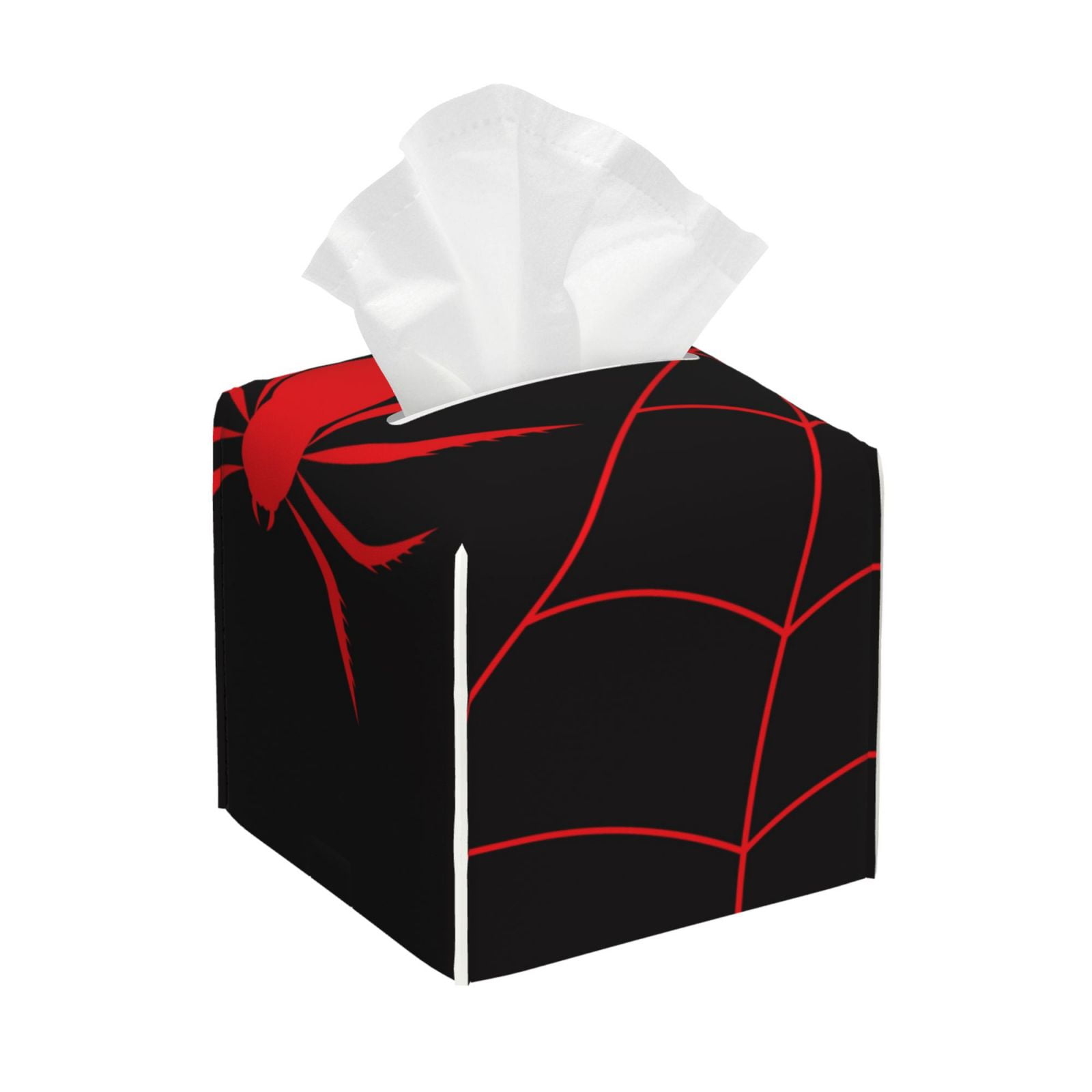 Rateoe Red Spider Pattern Tissue Box Cover, Modern Square Decorative ...