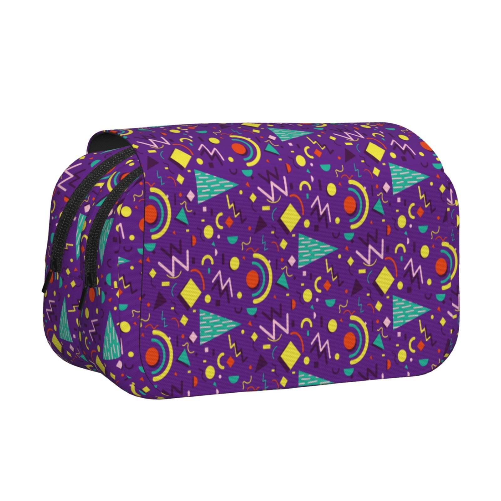 Rateoe Retro 80s Style Pattern Double Clamshell Pen Case, Storage ...