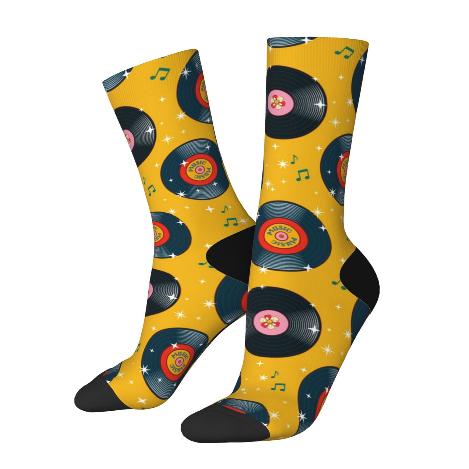 Rateoe Retro Vinyl Records for Women Casual Calf Socks - Cute Crew ...