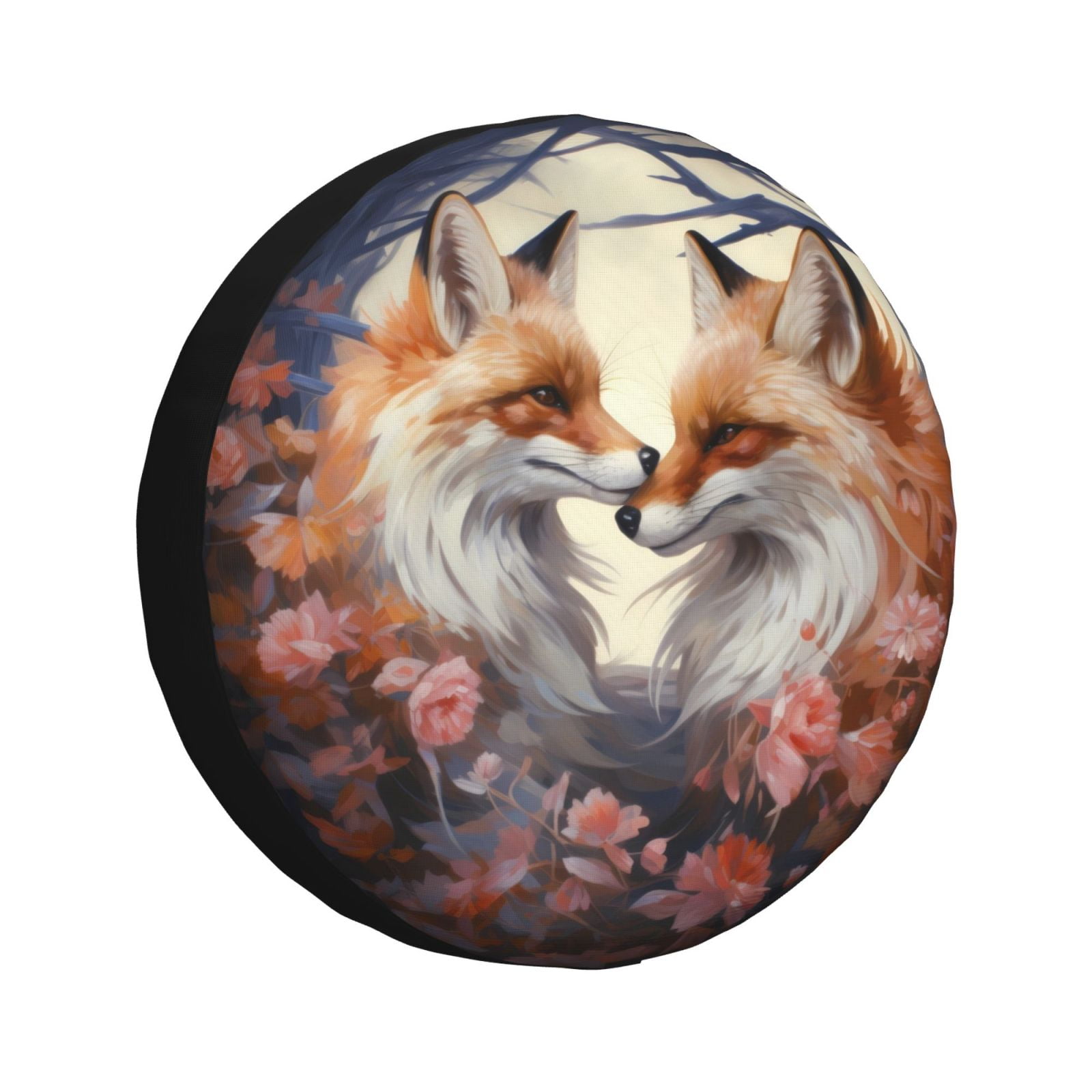 Rateoe Romantic Flower Fox Pattern Tire Cover Wheel Protectors ...