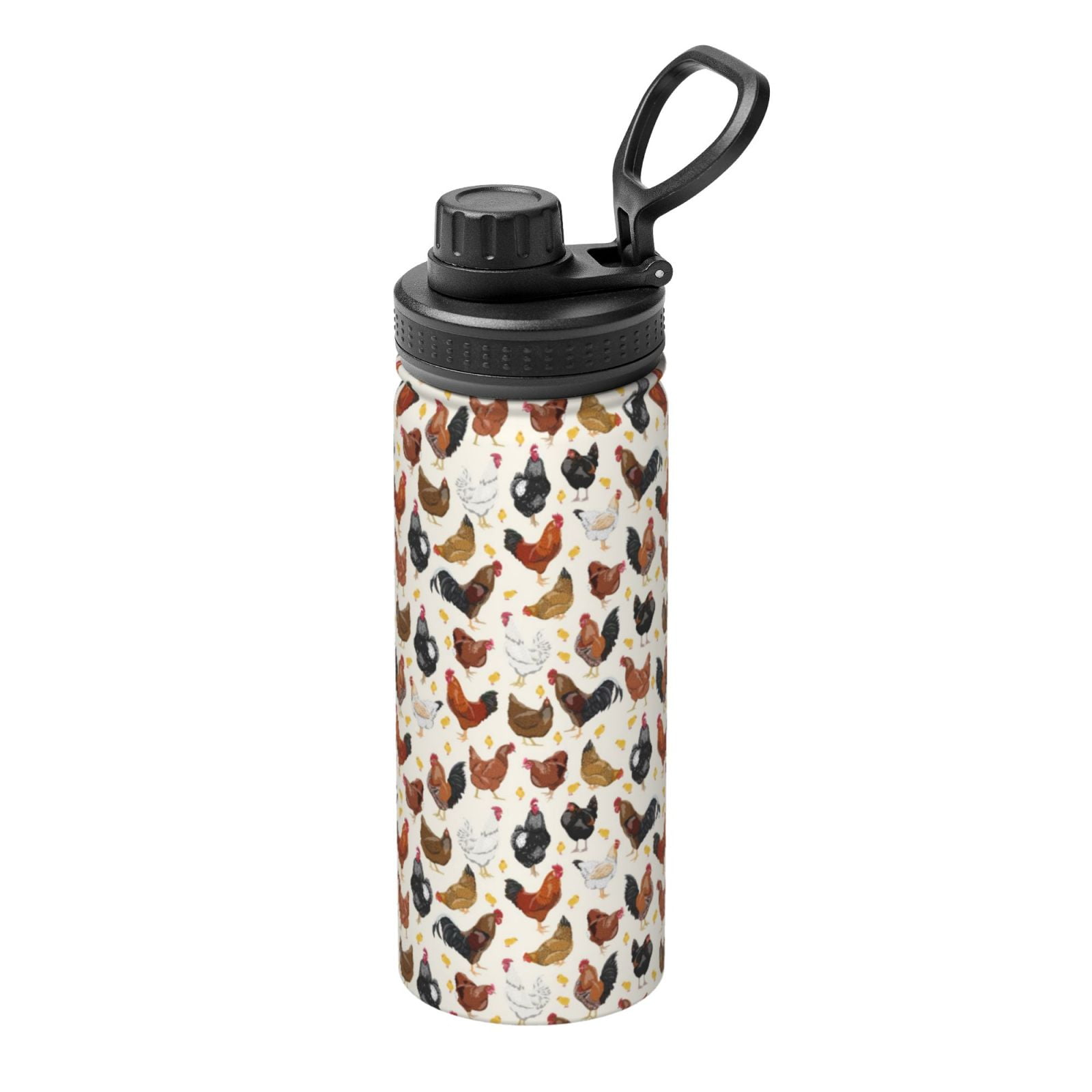 Rateoe Roosters and Chickens Printed 18oz Sports Insulated Water Bottle ...