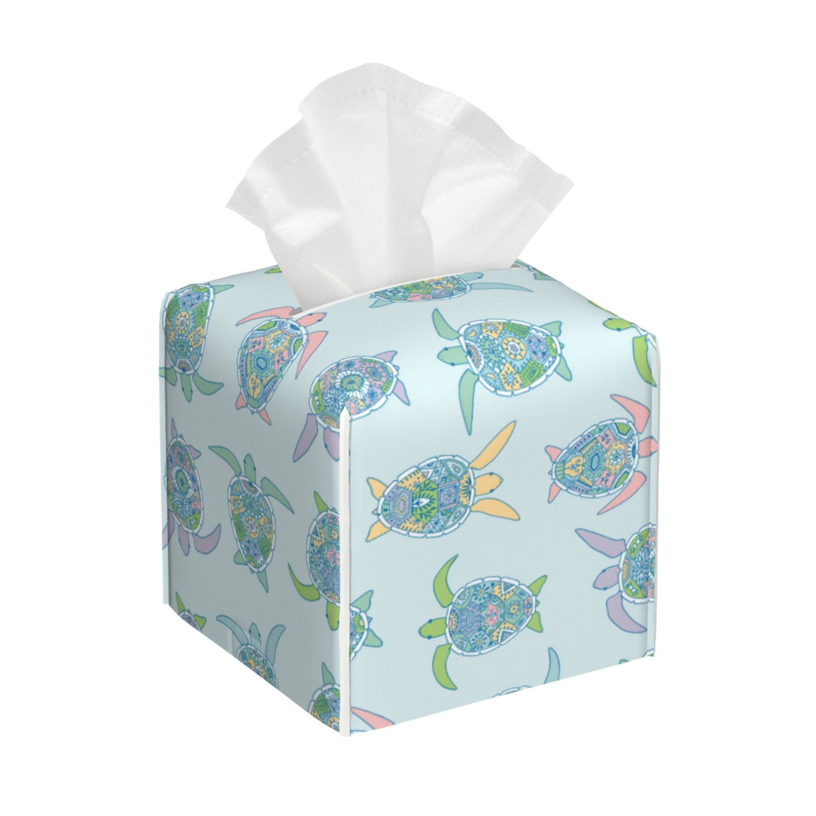 Rateoe Sea Turtle Pattern Tissue Box Cover, Modern Square Decorative ...