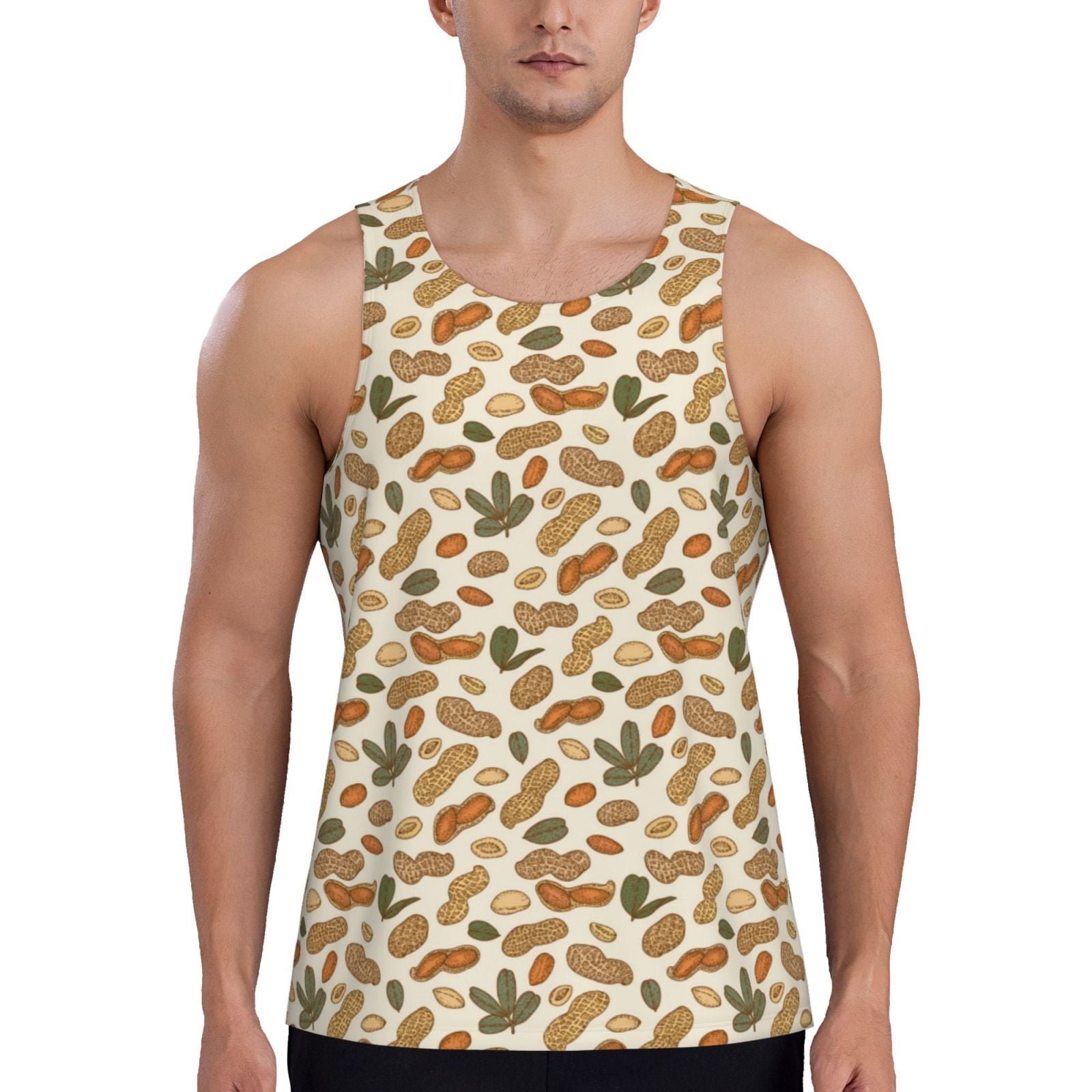 Rateoe Set With Peanut Pattern Sleeveless Gym Shirt Muscle Tee ...