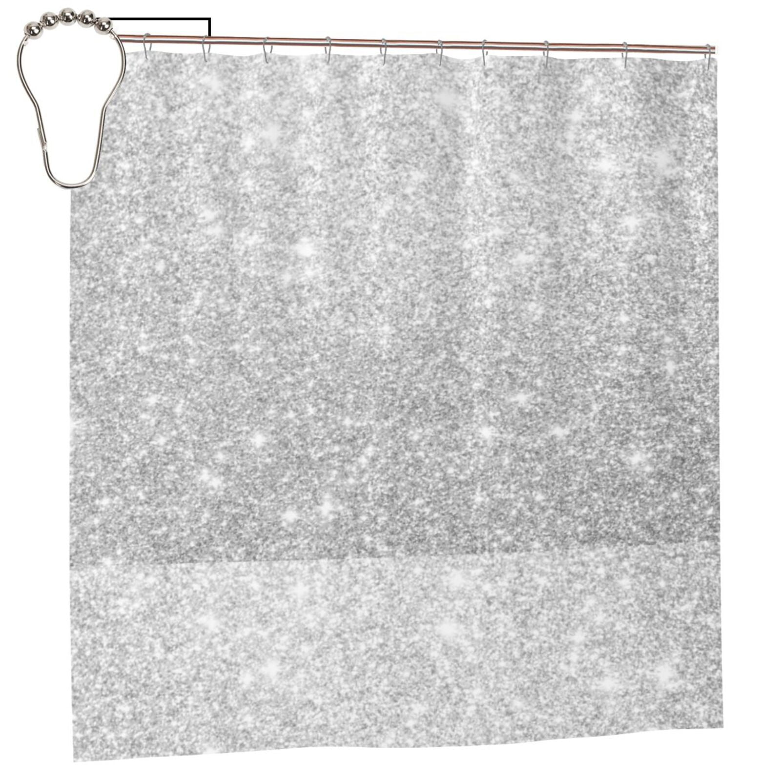 Rateoe Silver Glitter Shower Curtain - Fancy Bathroom Shower Curtain ...