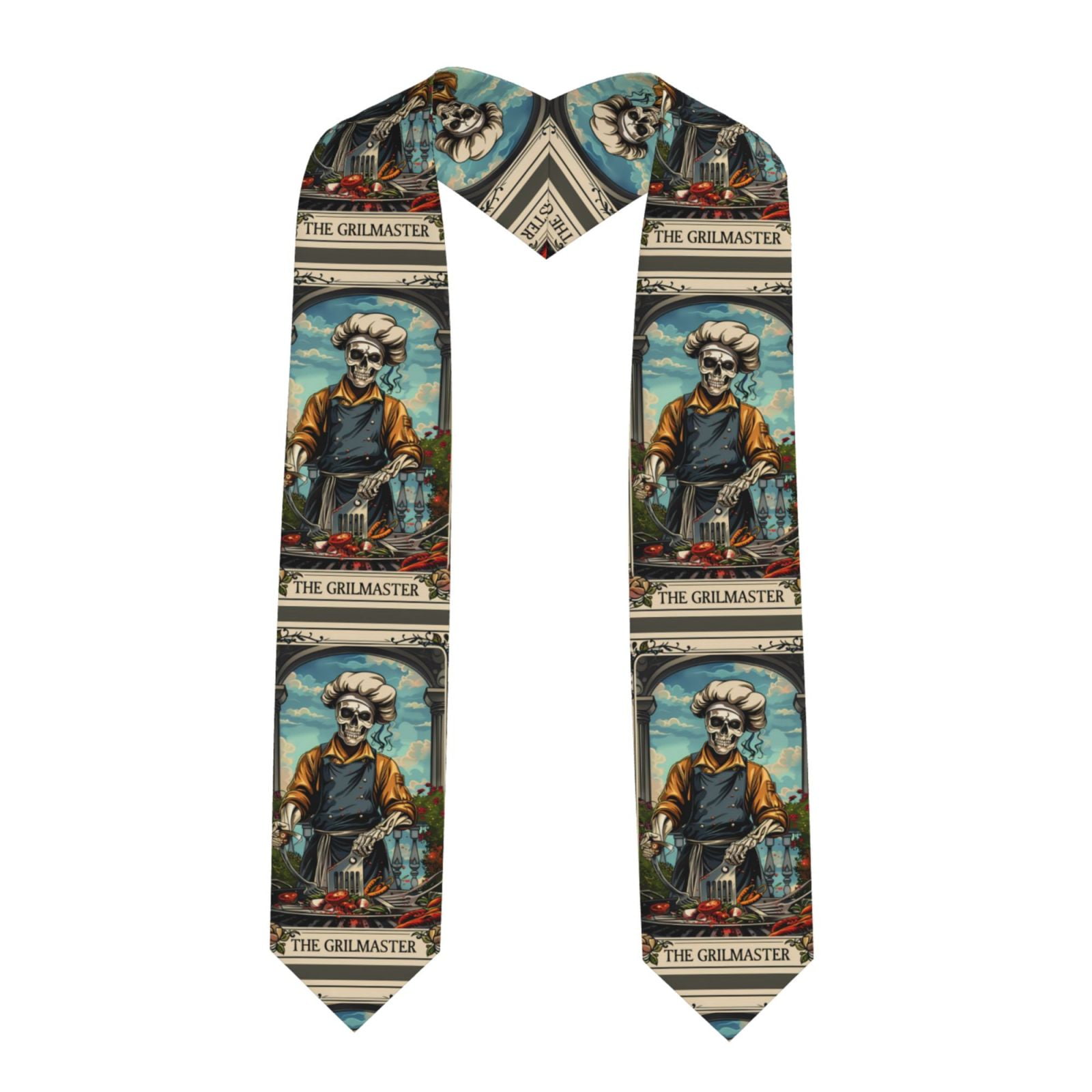 Rateoe Skeleton Chef BBQ Scene Pattern Graduation Shawl Stole – Elegant ...