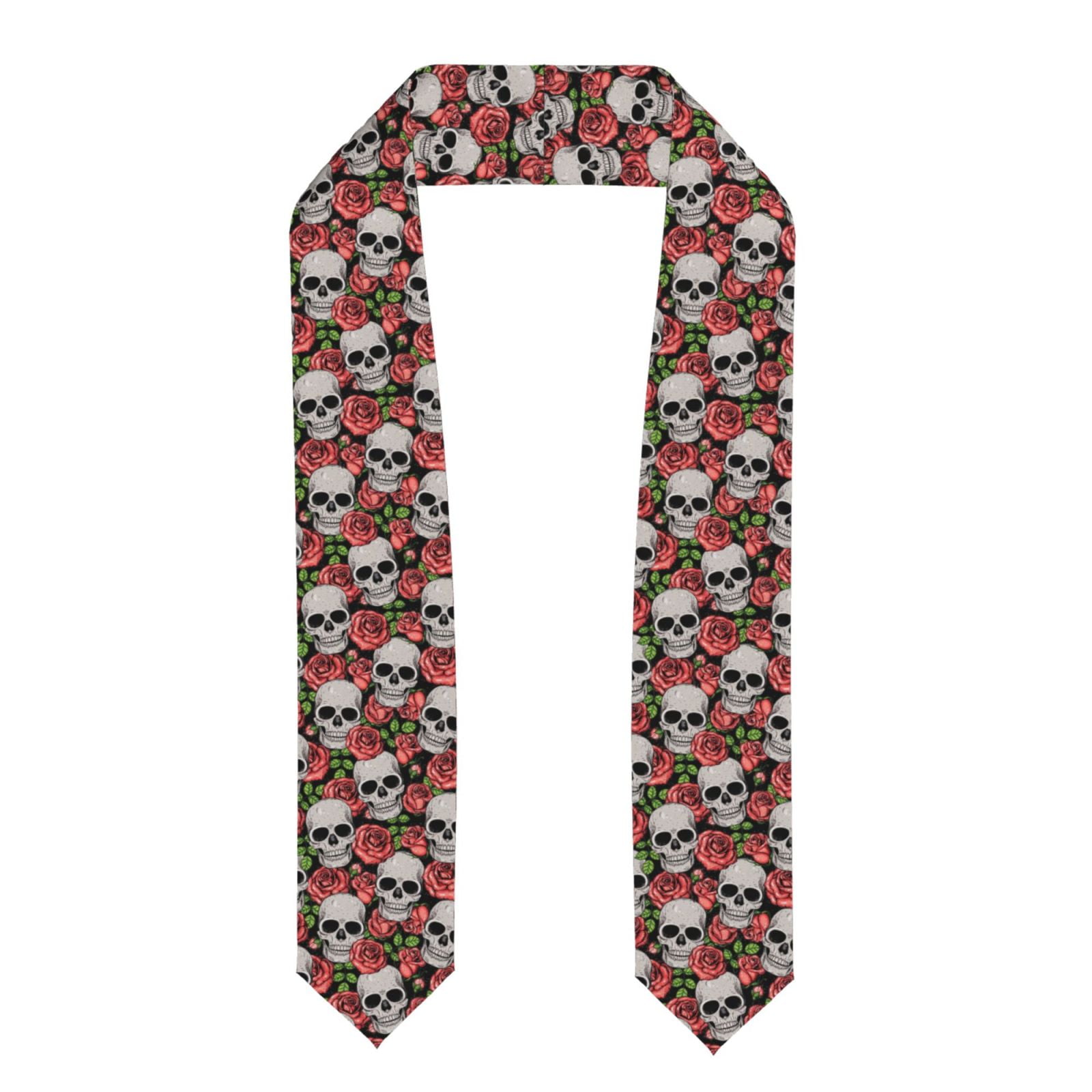 Rateoe Skull and Roses Pattern Graduation Shawl Stole – Elegant Stole ...