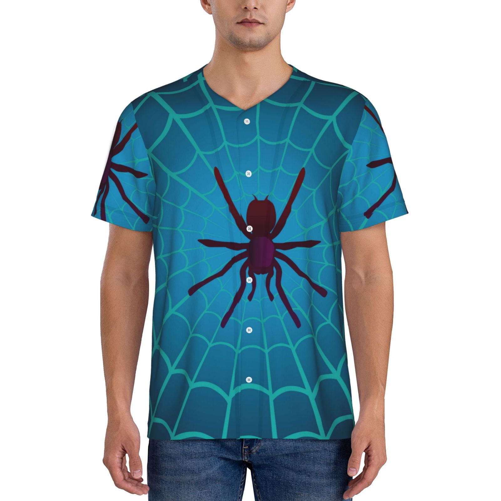 Rateoe Spider And Cobweb Pattern Men’s Baseball Short Sleeve Polo Shirt ...