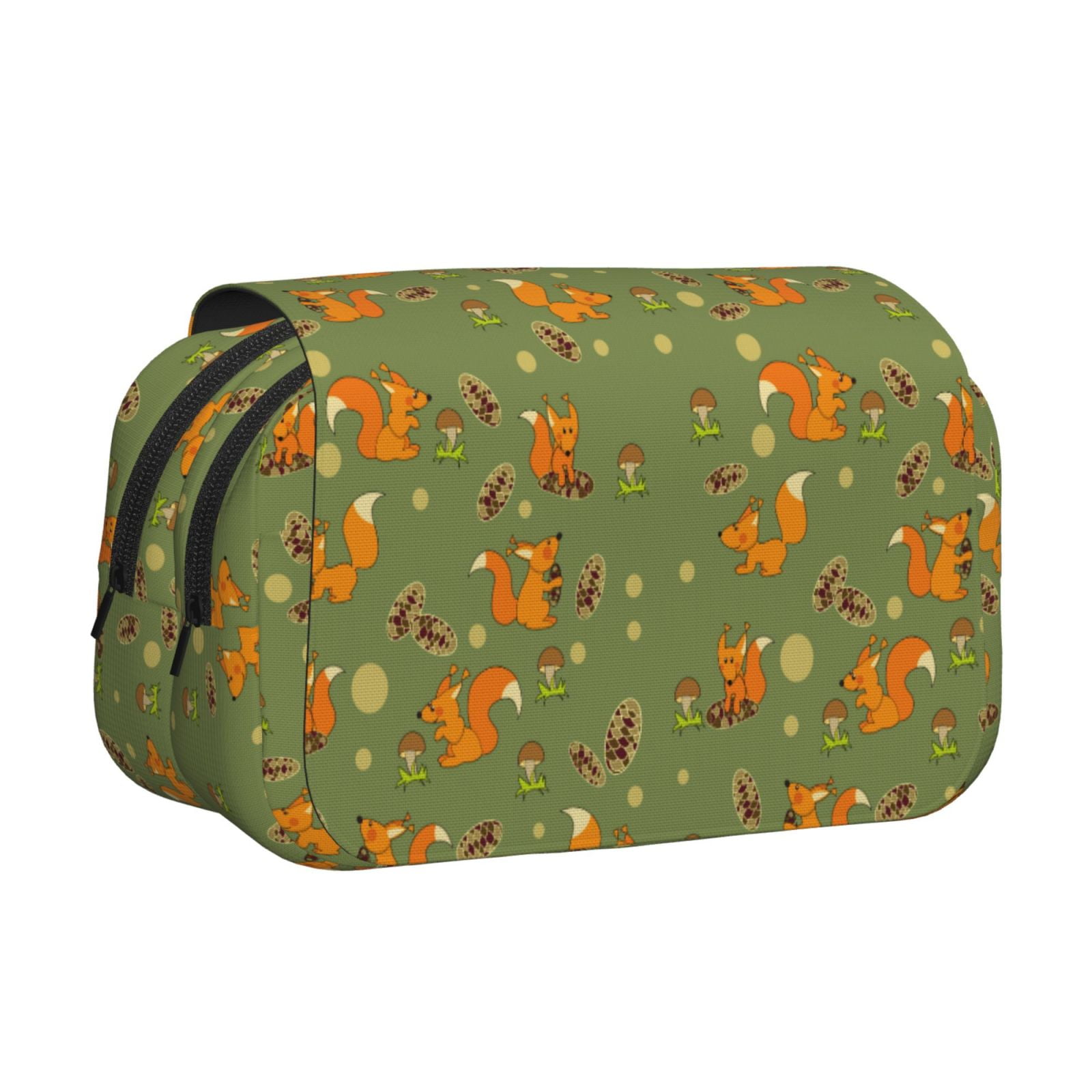 Rateoe Squirrel And Nuts Pattern Double Clamshell Pen Case, Storage ...