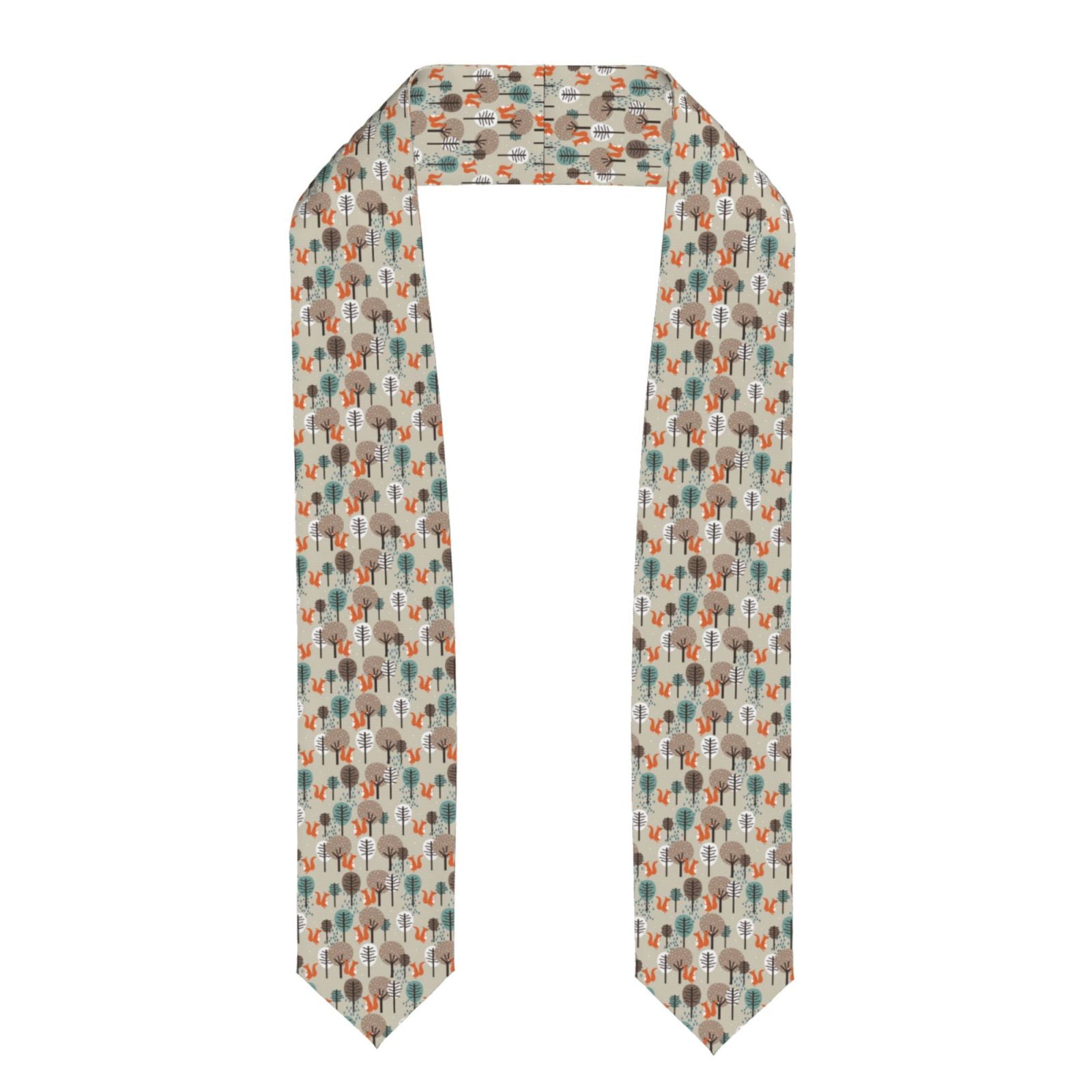 Rateoe Squirrels and Trees Pattern Graduation Shawl Stole – Elegant ...