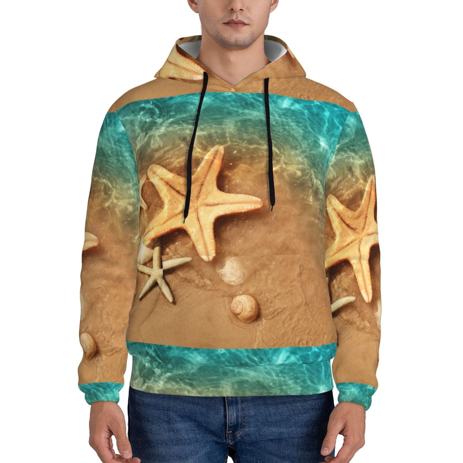 Rateoe Starfish And Seashell 1 Pattern Mens Hoodie, Pullover Hooded ...