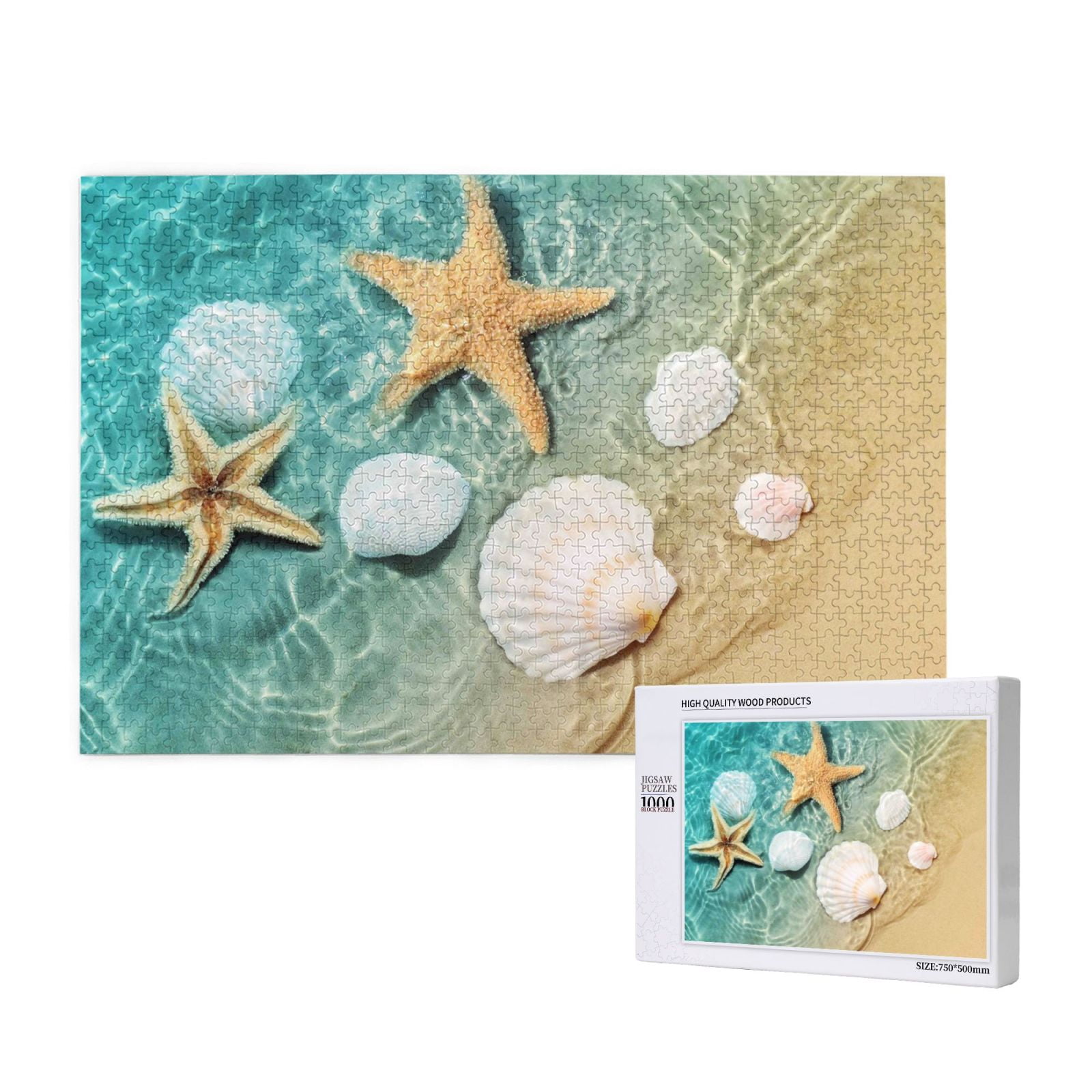 Rateoe Starfish And Seashell Pattern Wooden Picture Puzzle ,1000 Piece ...