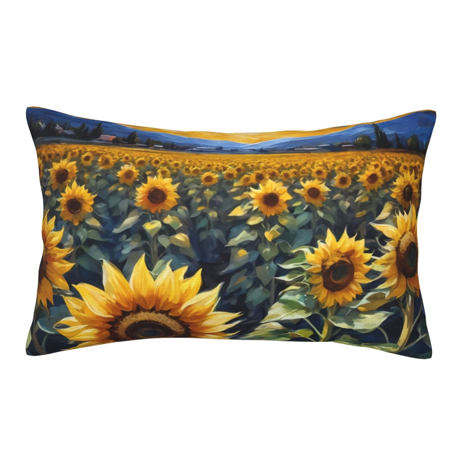 Rateoe Starry Sky Moon Sunflower Pattern Pillow Covers with Invisible ...