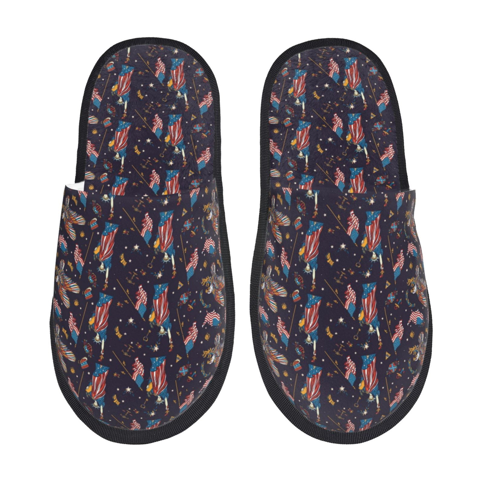 Rateoe Statue Of Liberty Eagle Pattern Fuzzy Slippers Fuzzy Soft House ...