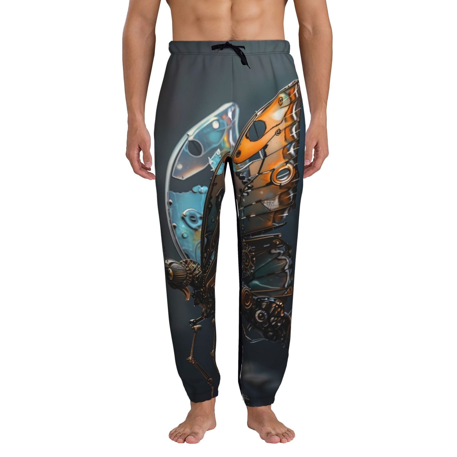 Rateoe Steampunk Mechanical Butterfly Pattern Joggers for Men, Active ...