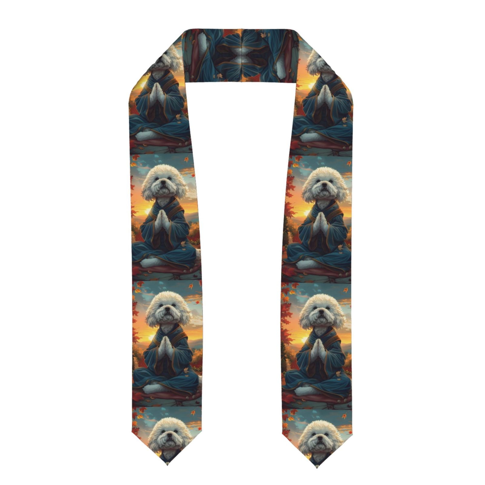 Rateoe Sunset Meditating Bichon Frise Pattern Graduation Shawl Stole ...