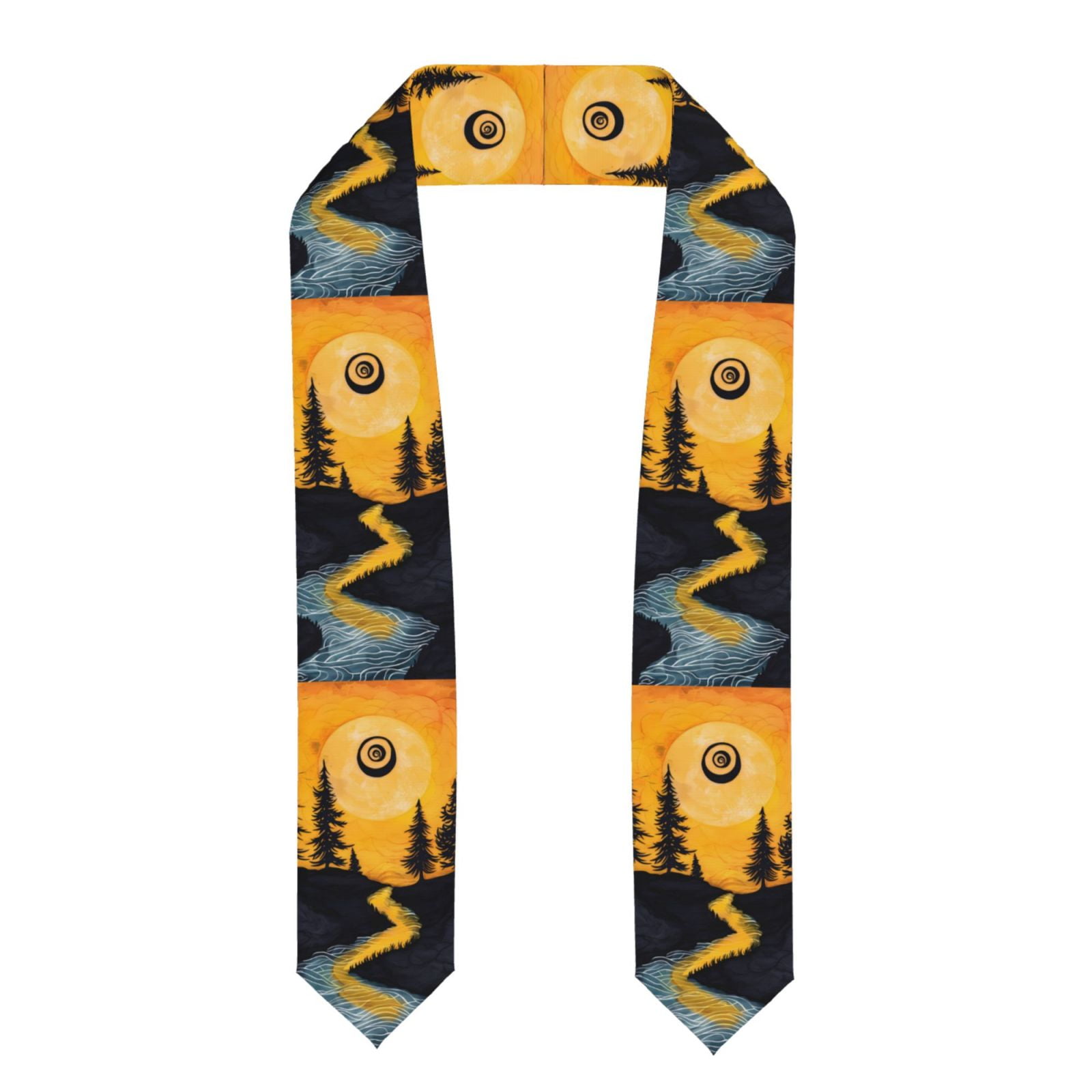 Rateoe Sunset River Pine Trees Pattern Graduation Shawl Stole – Elegant ...