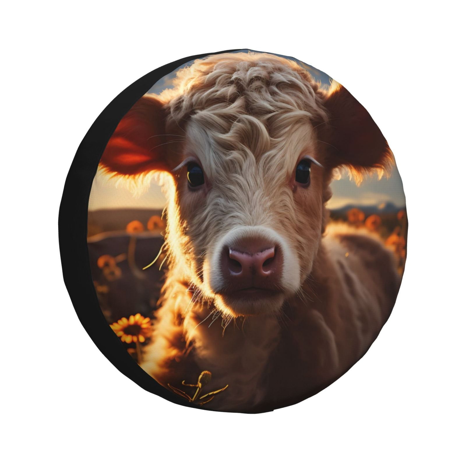 Rateoe Sunset Sunflower Small Cow Pattern Tire Cover Wheel Protectors ...