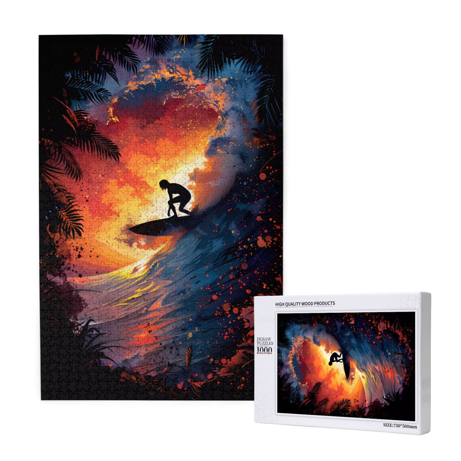 Rateoe Sunset Surfing Silhouette Pattern Wooden Picture Puzzle ,1000 ...