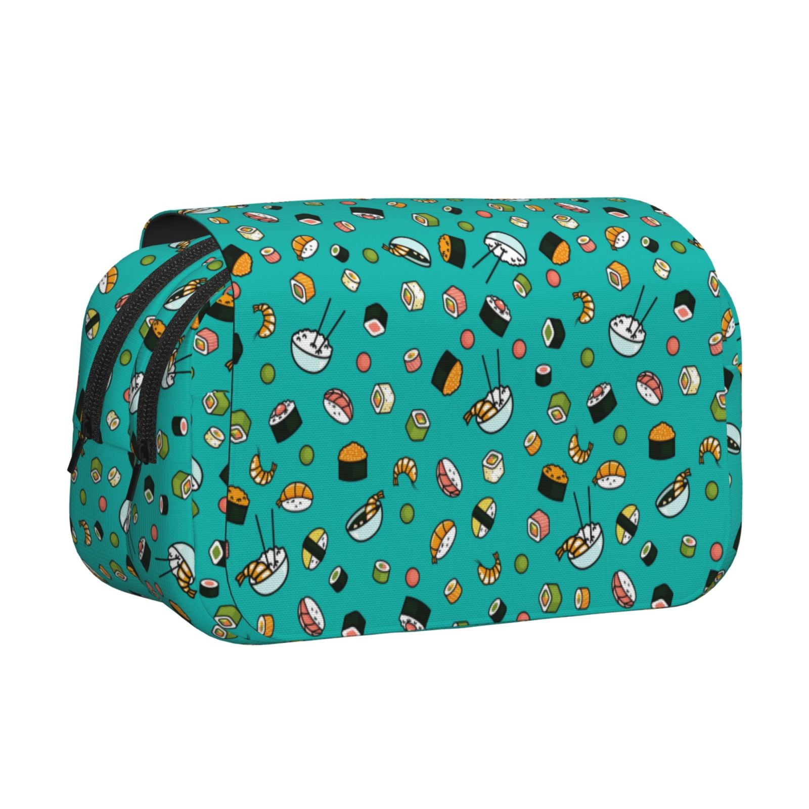 Rateoe Sushi (3) Pattern Double Clamshell Pen Case, Storage Organizer ...