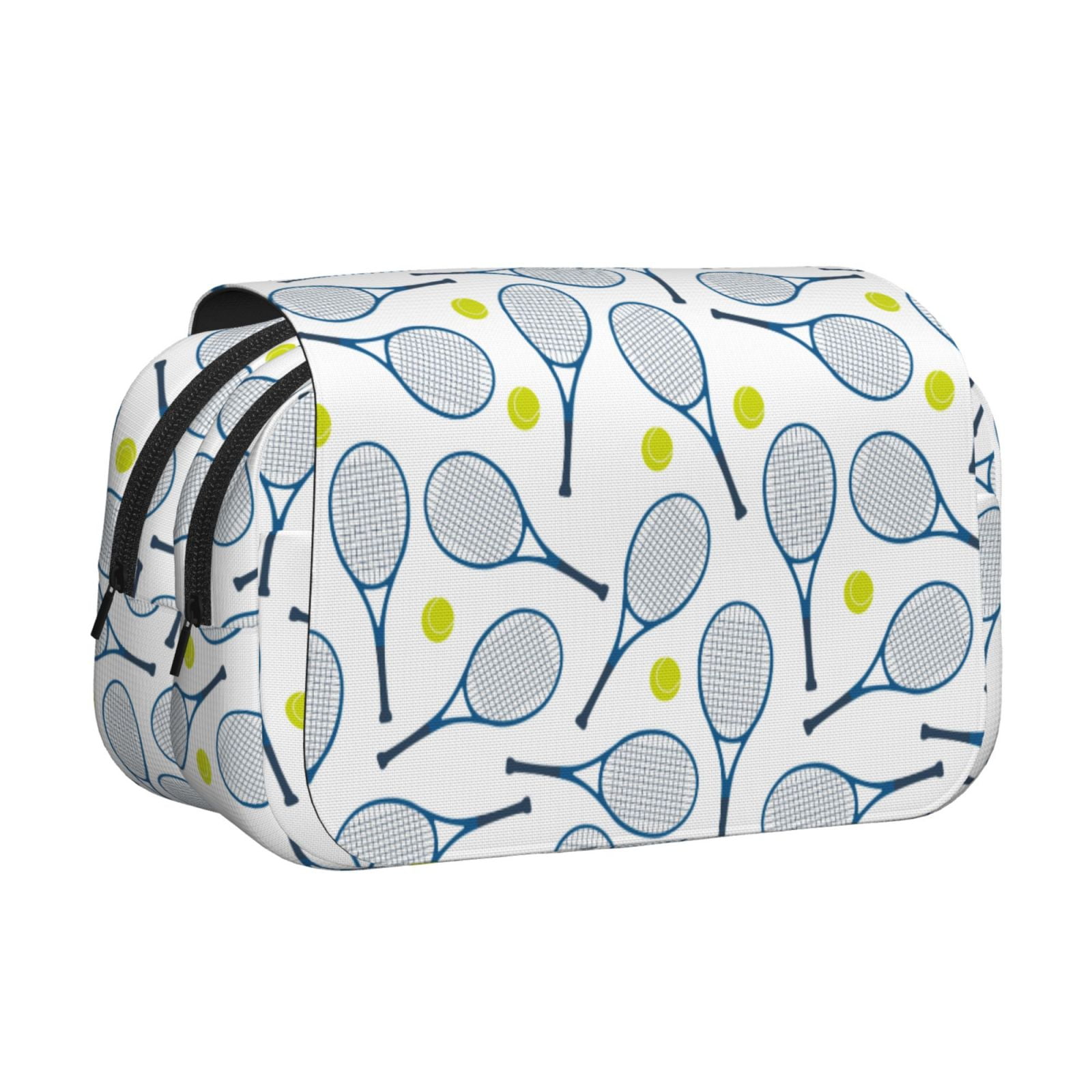 Rateoe Tennis Rackets And Balls Pattern Double Clamshell Pen Case ...
