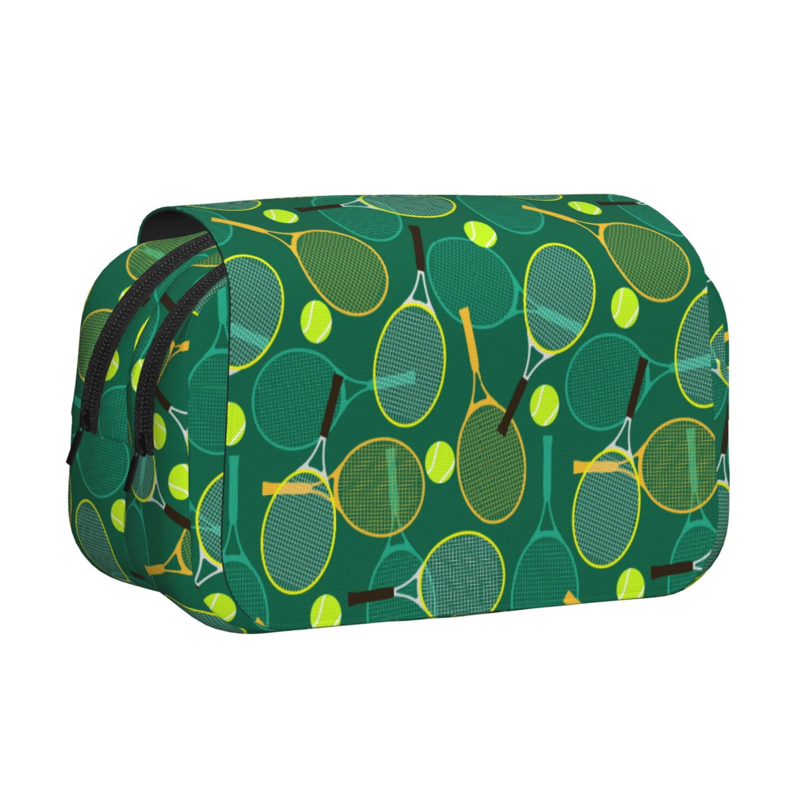 Rateoe Tennis Rackets and Balls Pattern Double Clamshell Pen Case ...