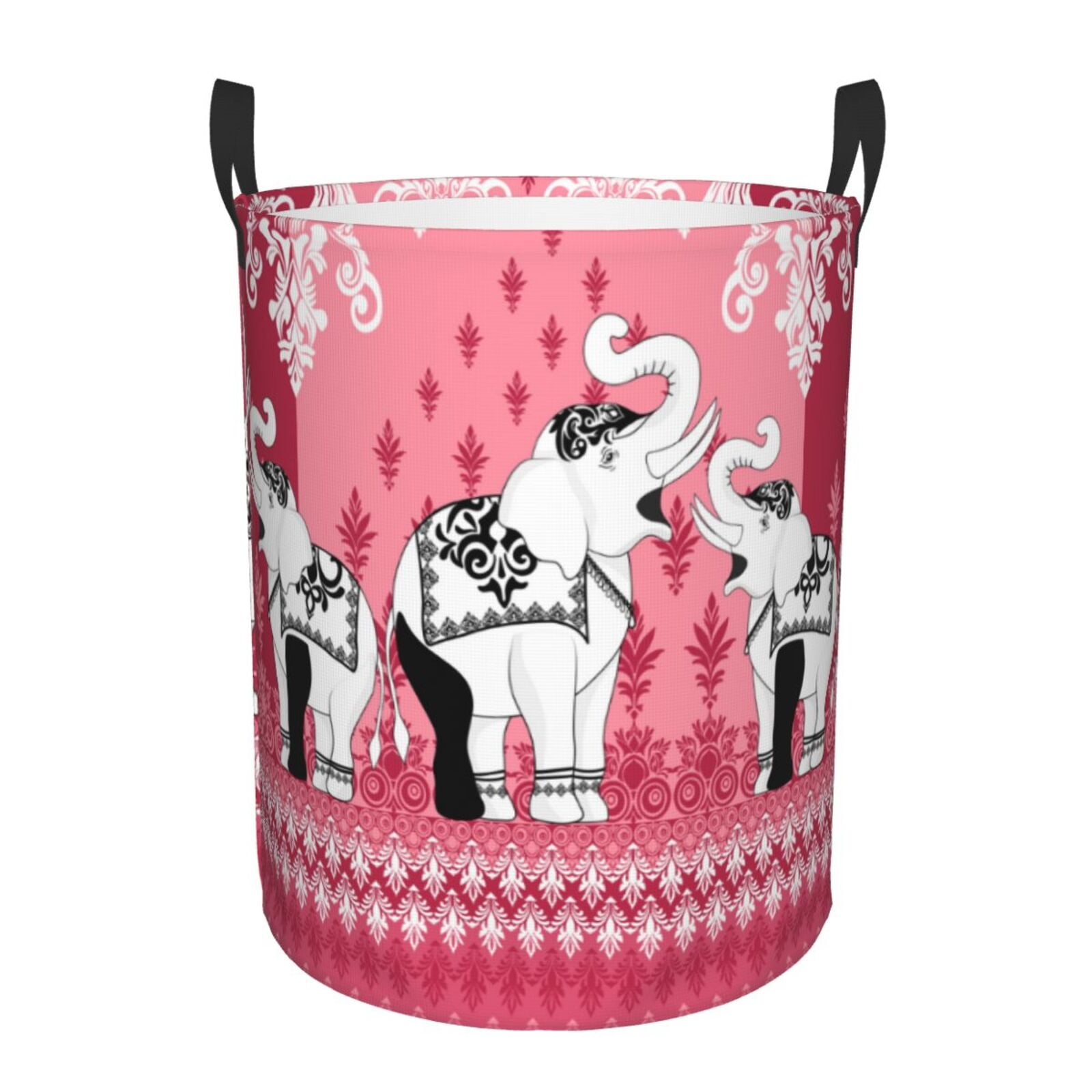 Rateoe Thai elephant Pattern Round Laundry Hamper Basket, Tall Hamper ...