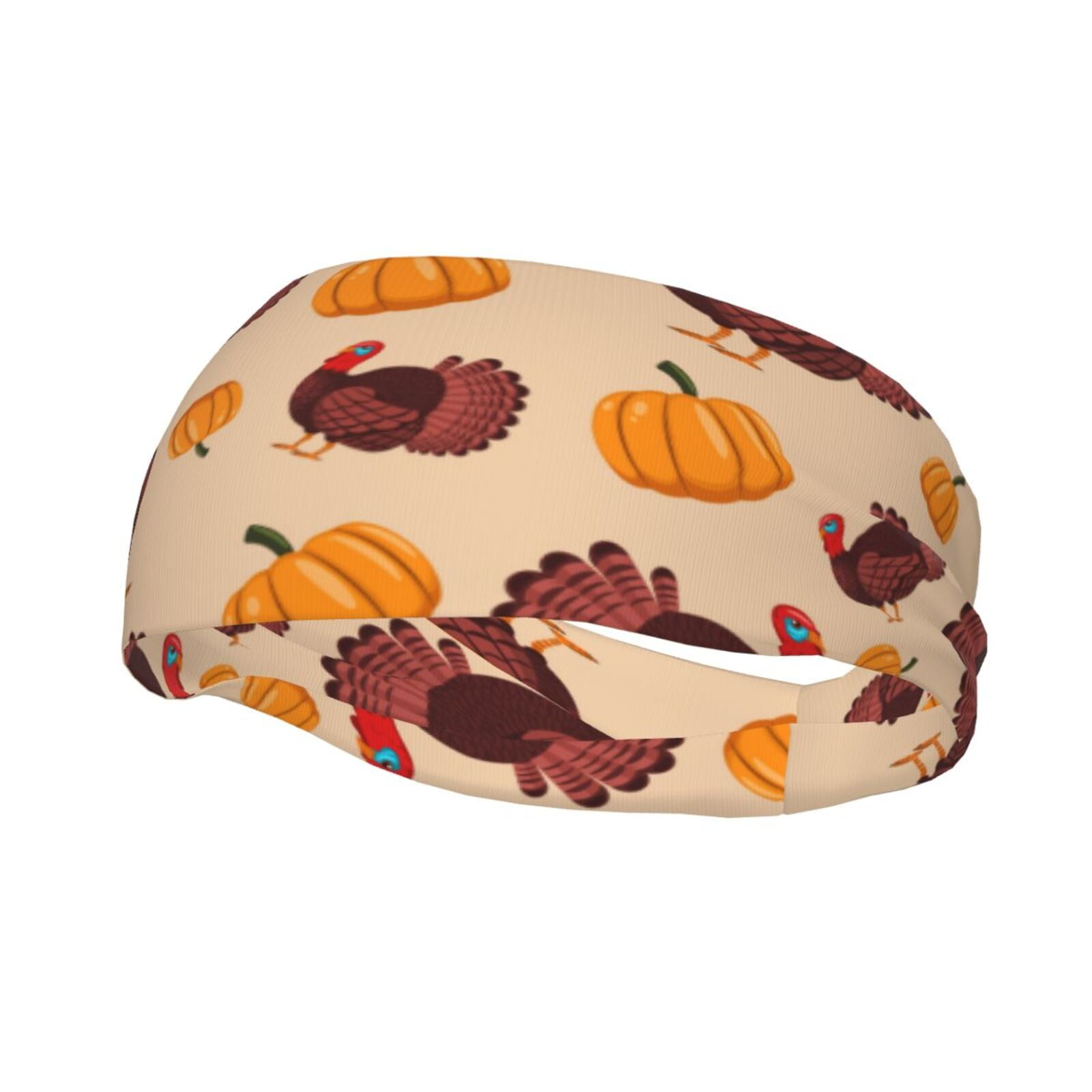 Rateoe Thanksgiving Turkey and Pumpkin Pattern Sports Headbands ...