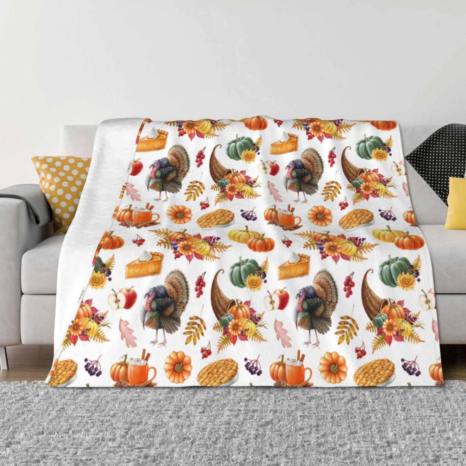 Rateoe Thanksgiving Turkeys 1 Pattern Flannel Throw Blanket, Ultra-soft ...