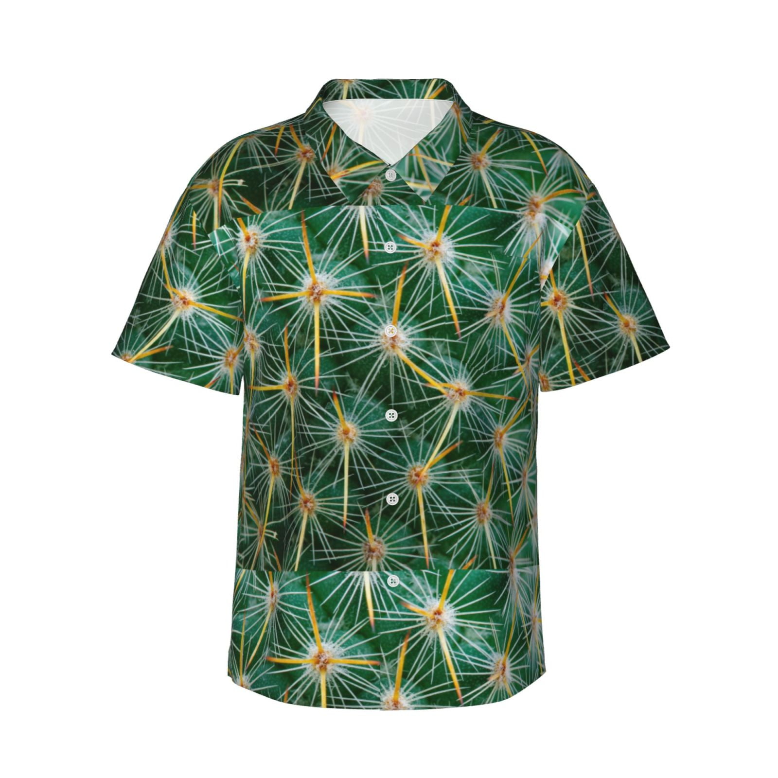 Rateoe Thorns Of Macro Cactus Pattern Men’s Hawaiian Shirt – Short ...