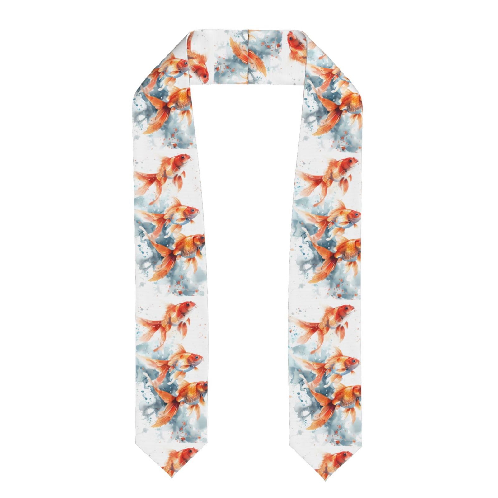 Rateoe Three Goldfish Watercolor Splash Pattern Graduation Shawl Stole ...