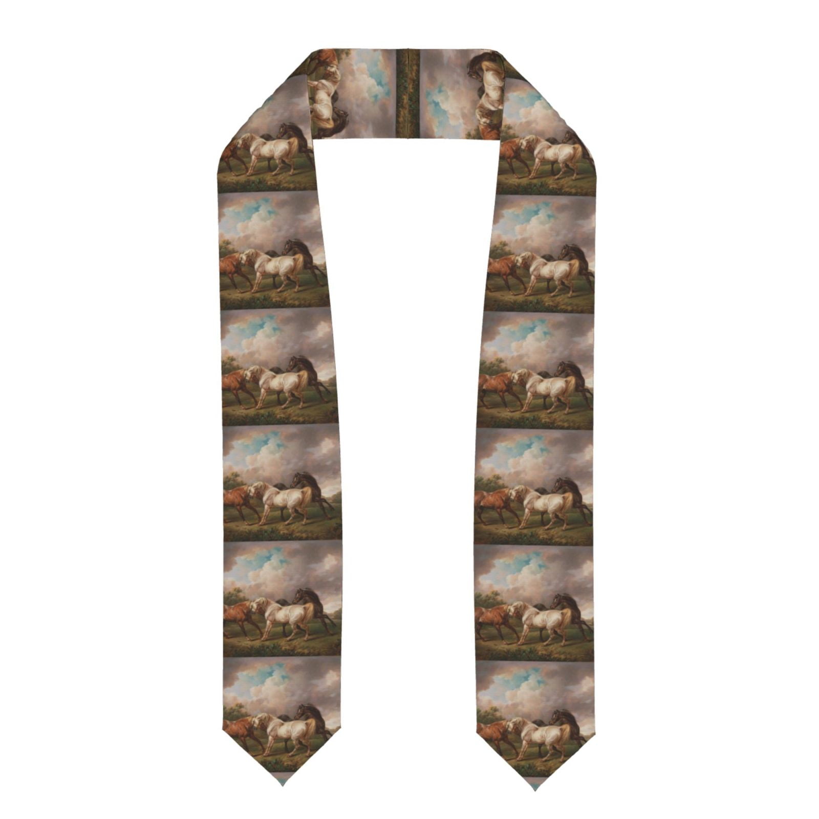 Rateoe Three Horses Oil Painting Pattern Graduation Shawl Stole ...