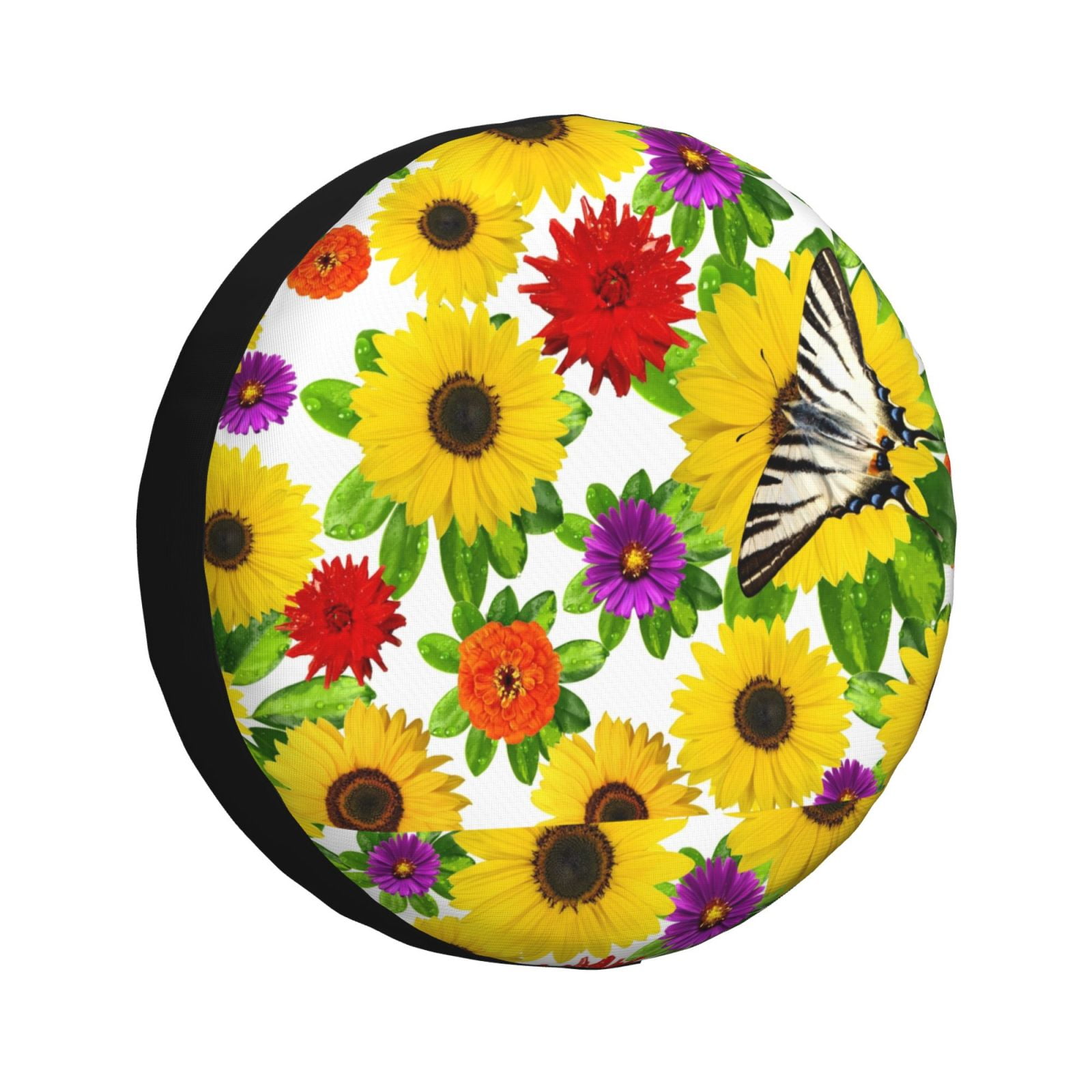 Rateoe Tiger Swallowtail On Flowers Pattern Tire Cover Wheel Protectors ...