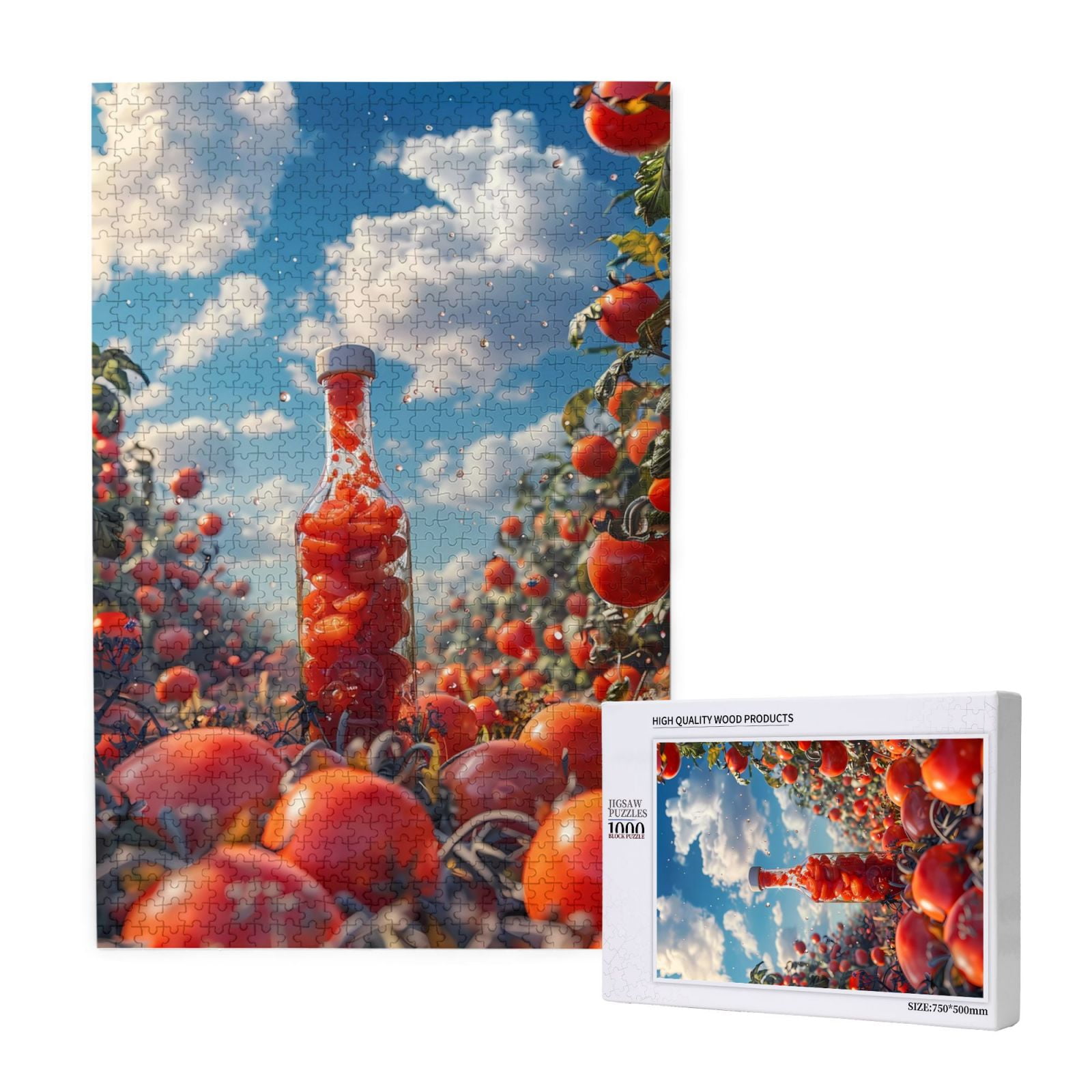 Rateoe Tomato Field Bottle Pattern Wooden Picture Puzzle ,1000 Piece ...