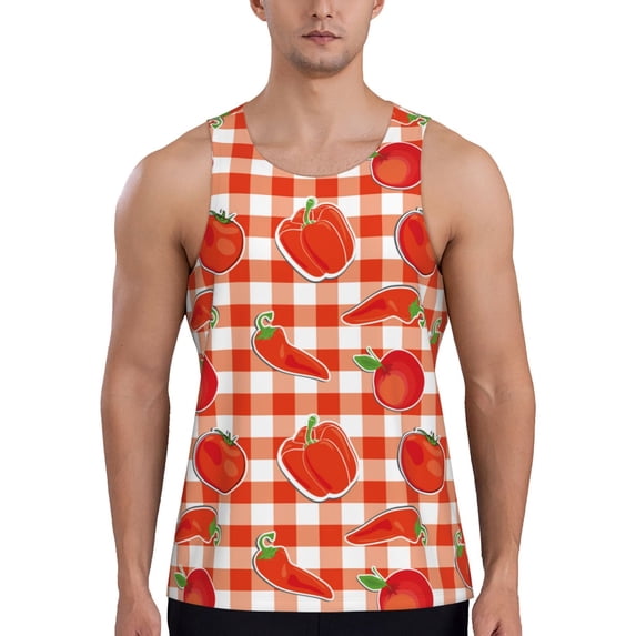 Rateoe Tomatoes And Chili Pattern Sleeveless Gym Shirt Muscle Tee ...