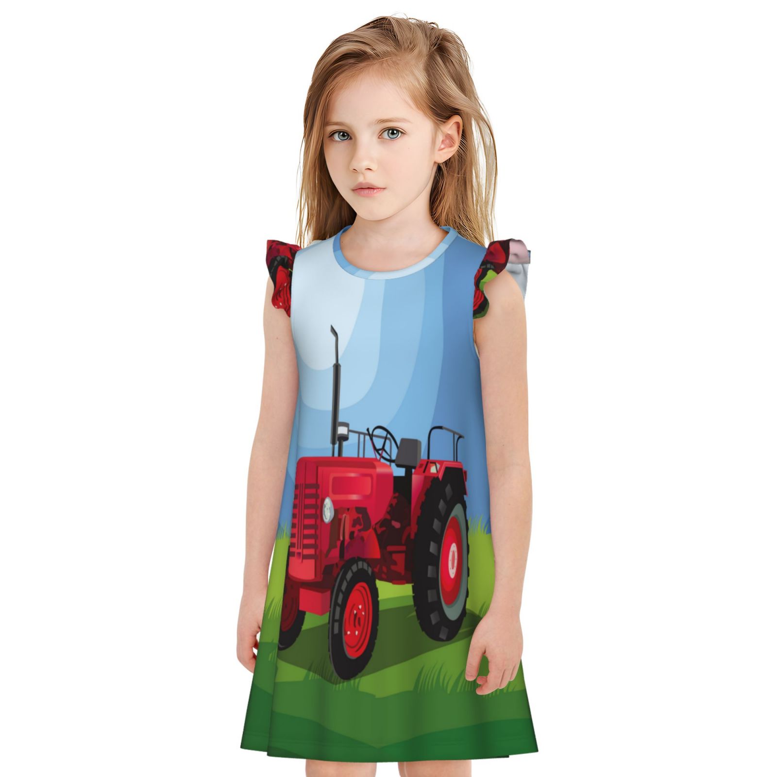 Rateoe Tractor on farming land Pattern Girls Nightgowns Pajamas Dress ...