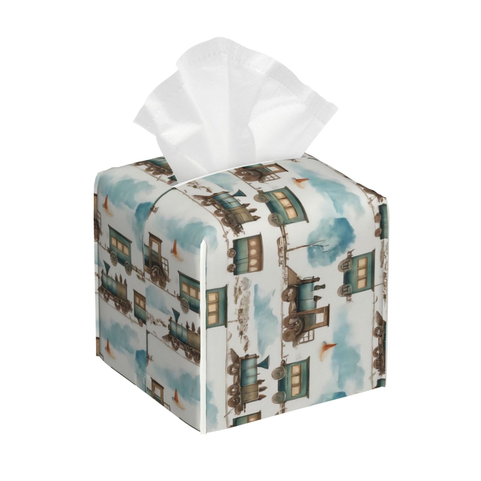 Rateoe Transport Train Pattern Tissue Box Cover, Modern Square ...