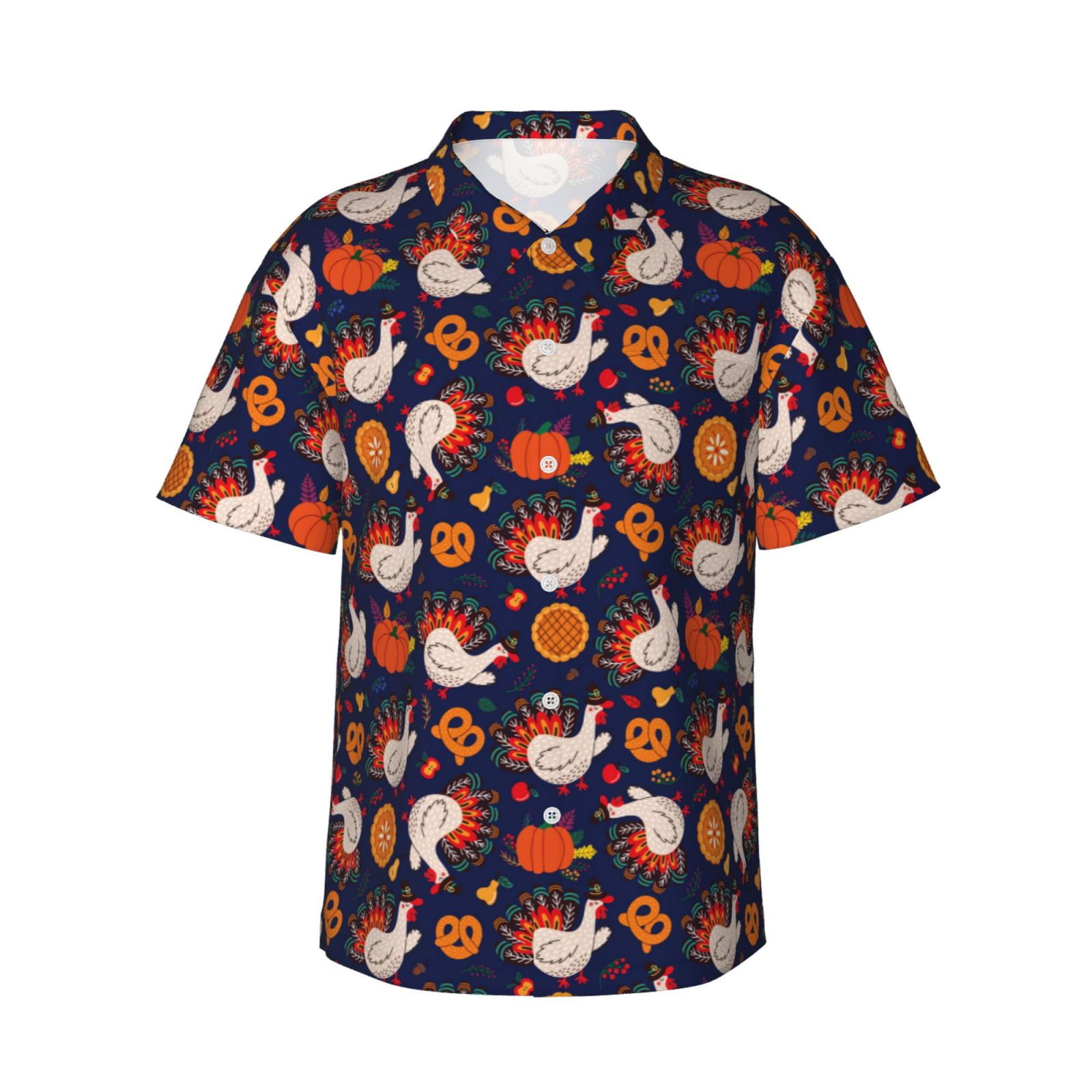 Rateoe Turkey And Thanksgiving Pattern Men’s Hawaiian Shirt – Short ...