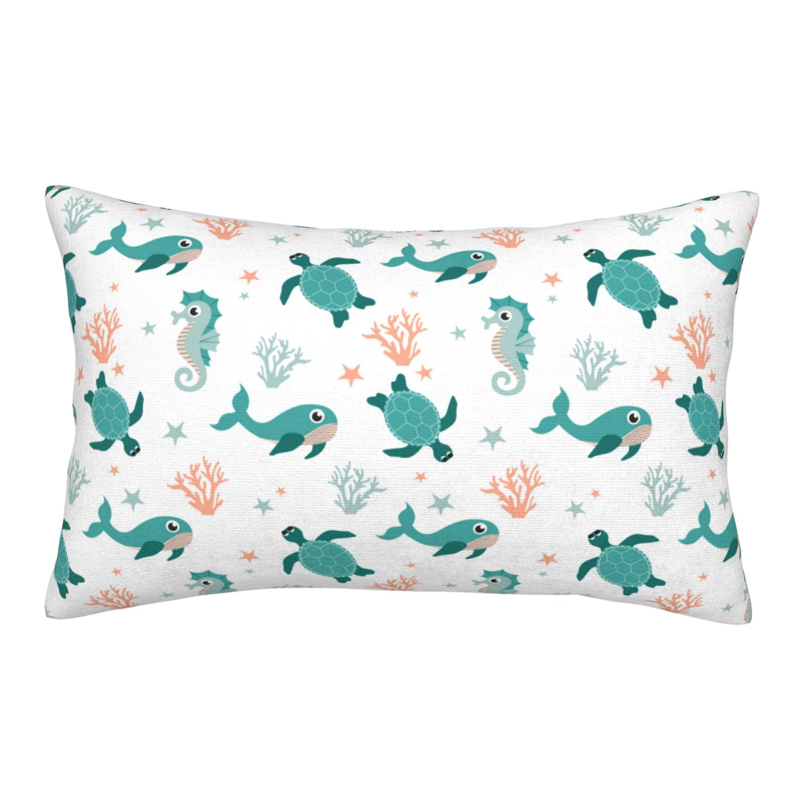 Rateoe Turtles And Seahorses Pattern Pillow Covers with Invisible ...