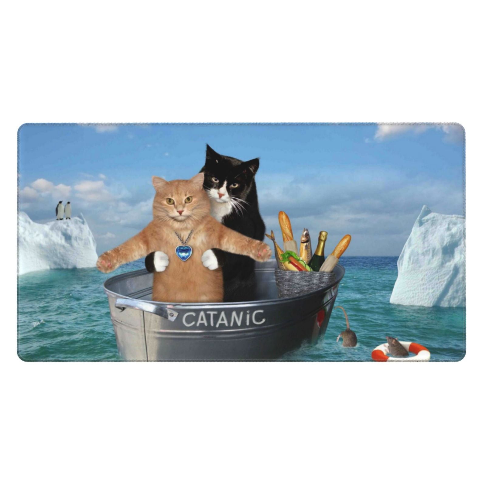 Rateoe Two Brave Cats Are Floating On The Sea Iceberg Print Mouse Pad ...