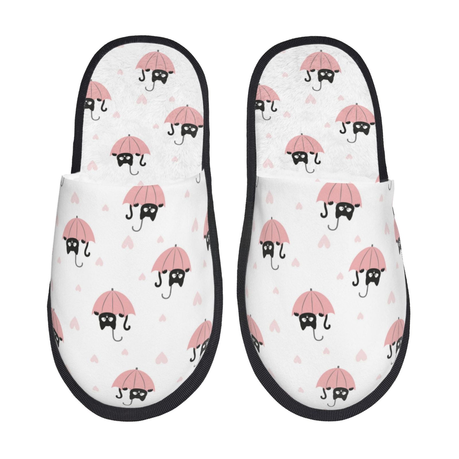 Rateoe Umbrella Cat Pattern Fuzzy Slippers Fuzzy Soft House Slippers ...