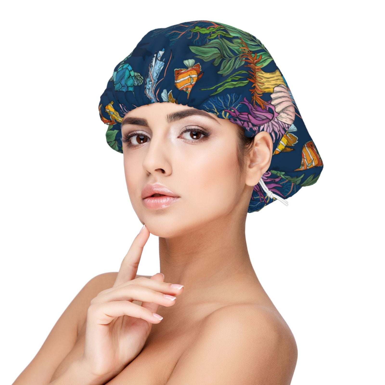Rateoe Undersea Animals Pattern Silk Satin Hair Bonnet for Sleeping ...