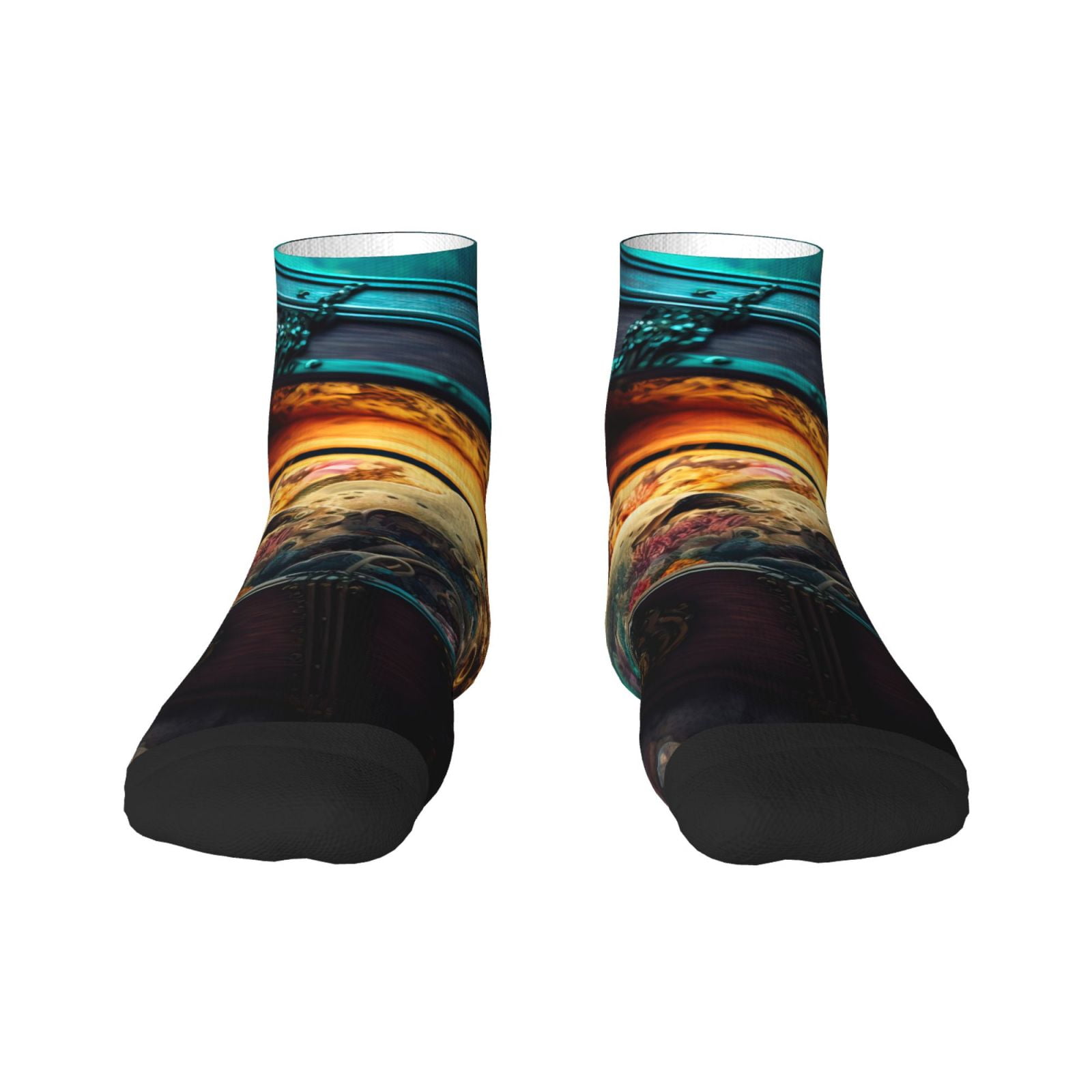 Rateoe Underwater Treasure Chest Pattern Quarter Crew Socks,Toe Seamed ...