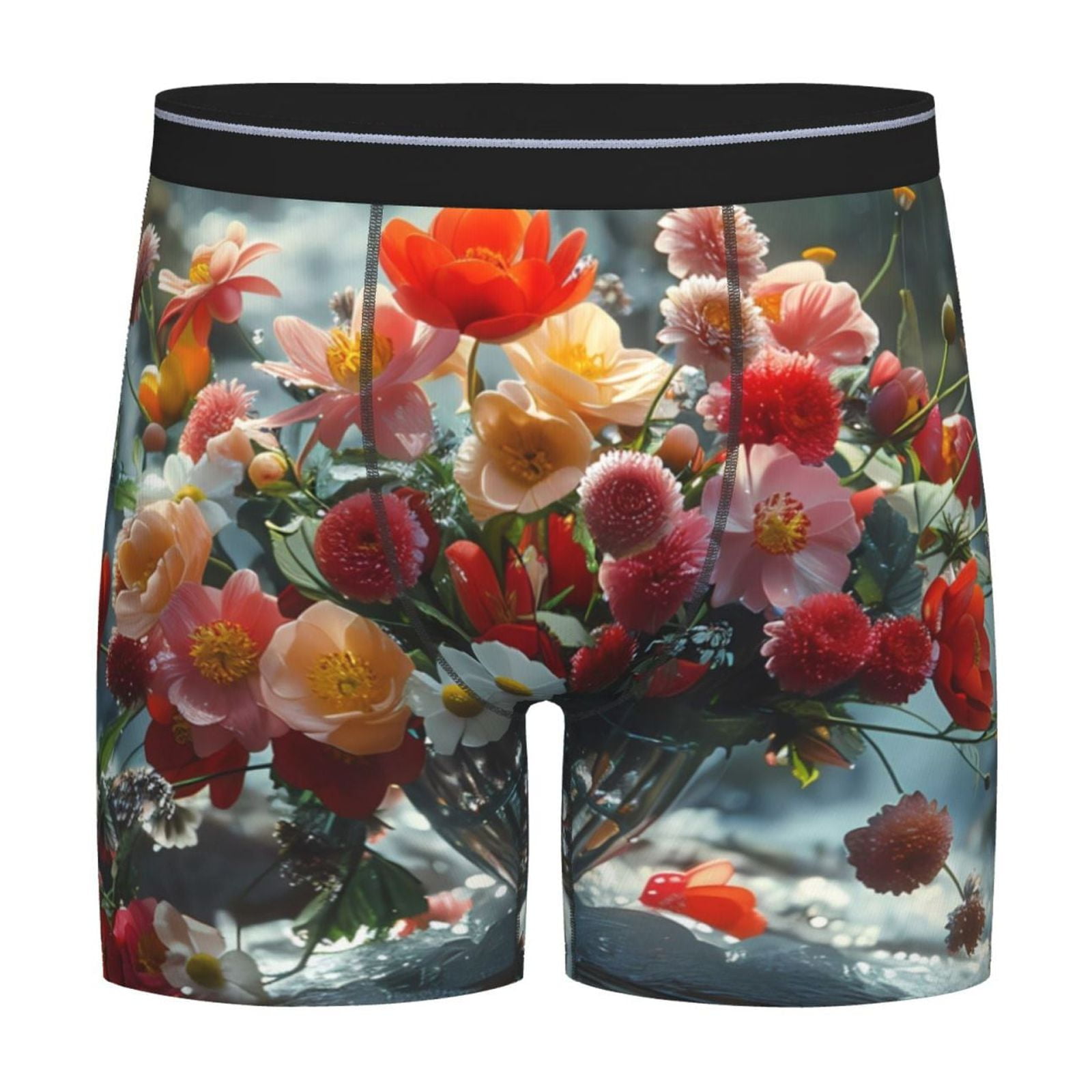 Rateoe Vibrant Bouquet Waterfall Print Men’s Underwear Boxer Briefs ...