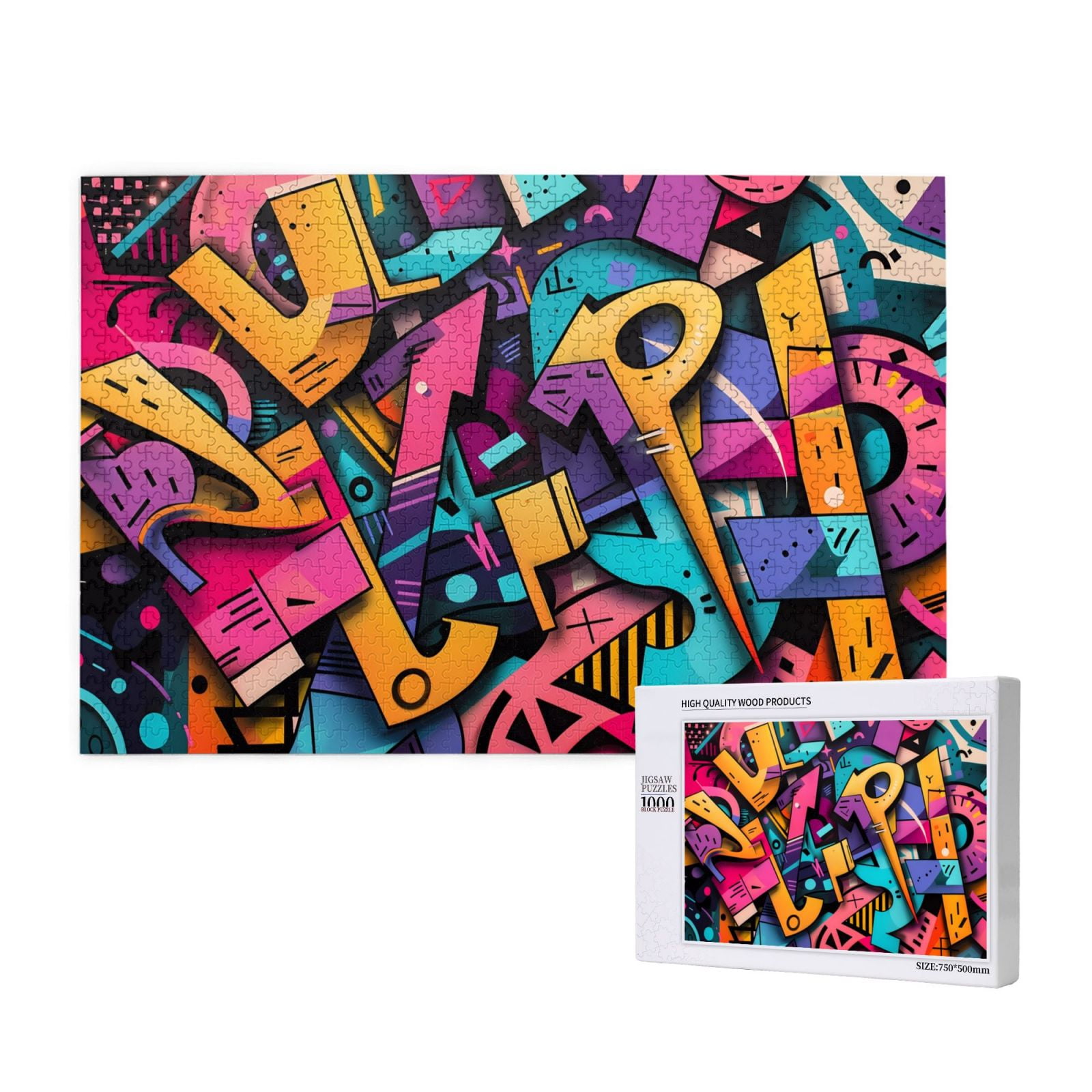 Rateoe Vibrant Graffiti Urban Art Pattern Wooden Picture Puzzle ,1000 ...