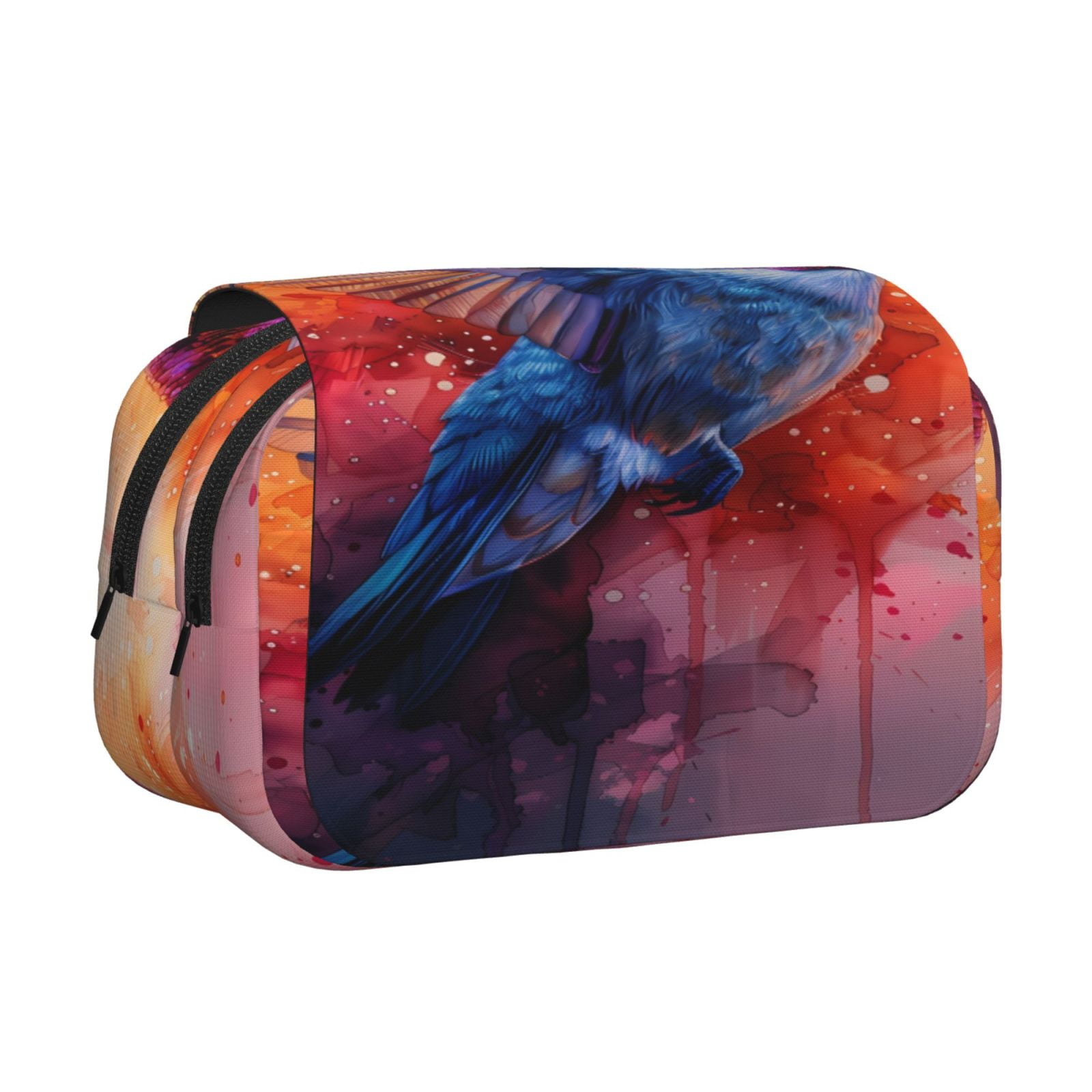 Rateoe Vibrant Hummingbird Watercolor Art Pattern Double Clamshell Pen ...